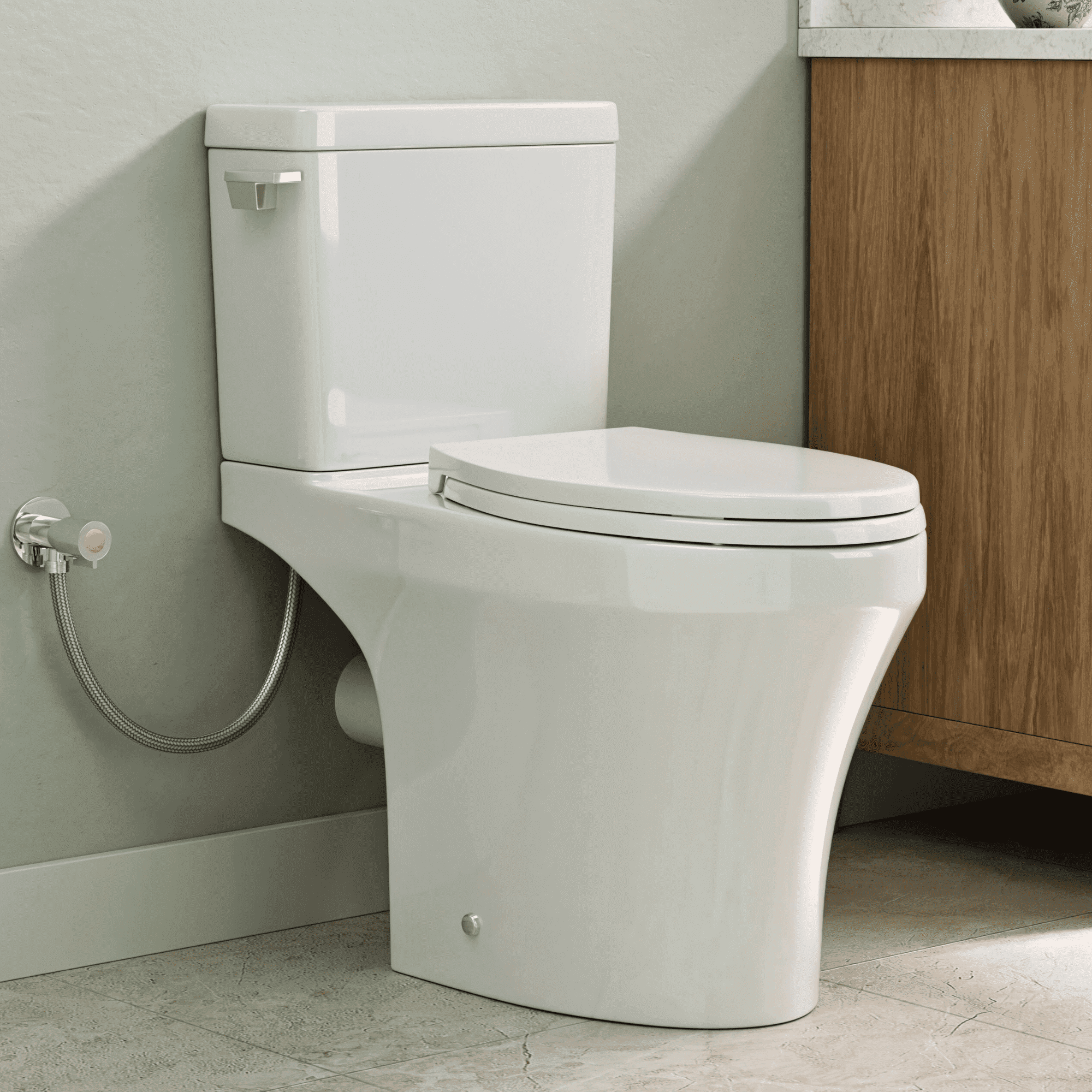 MaceratingFlo 18 Inch Two-Piece Rear Outlet Toilet, Skirted Design ...