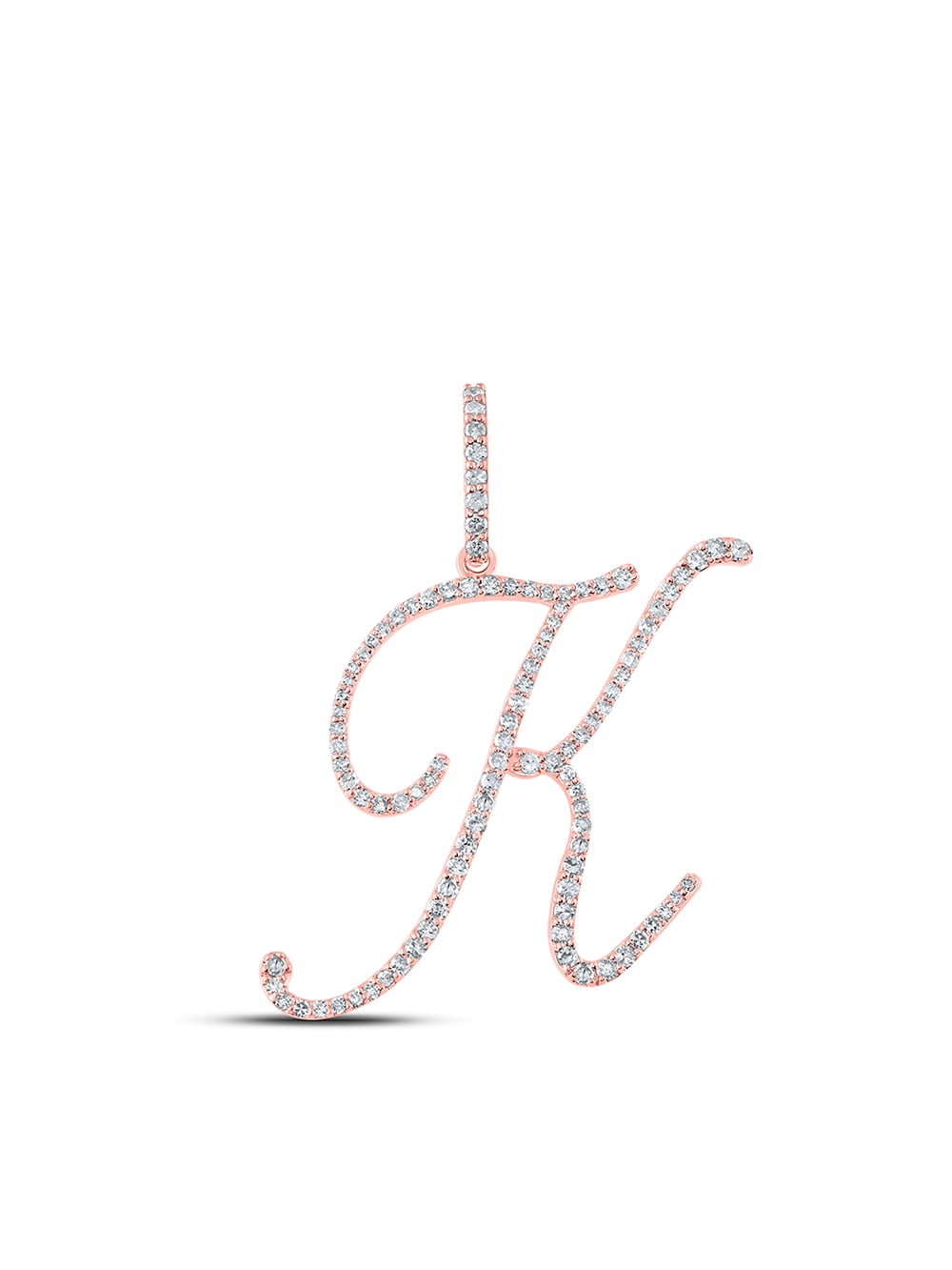 Macey Worldwide Jewelry 10k Rose Gold Diamond K Initial Letter Pendant ...