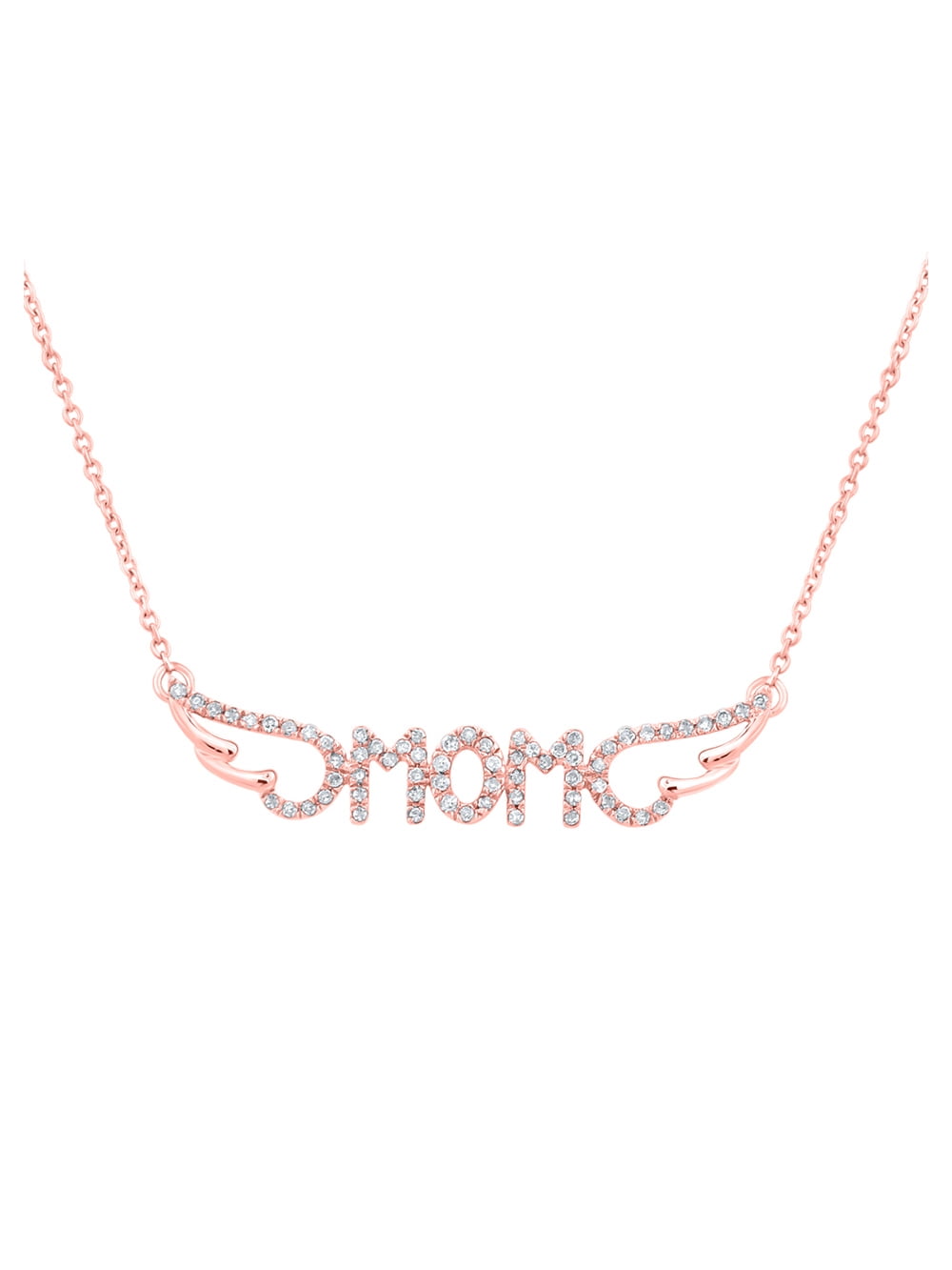 Macey Worldwide Jewelry 10k Rose Gold Diamond Mom Necklace 1/6 Ctw ...