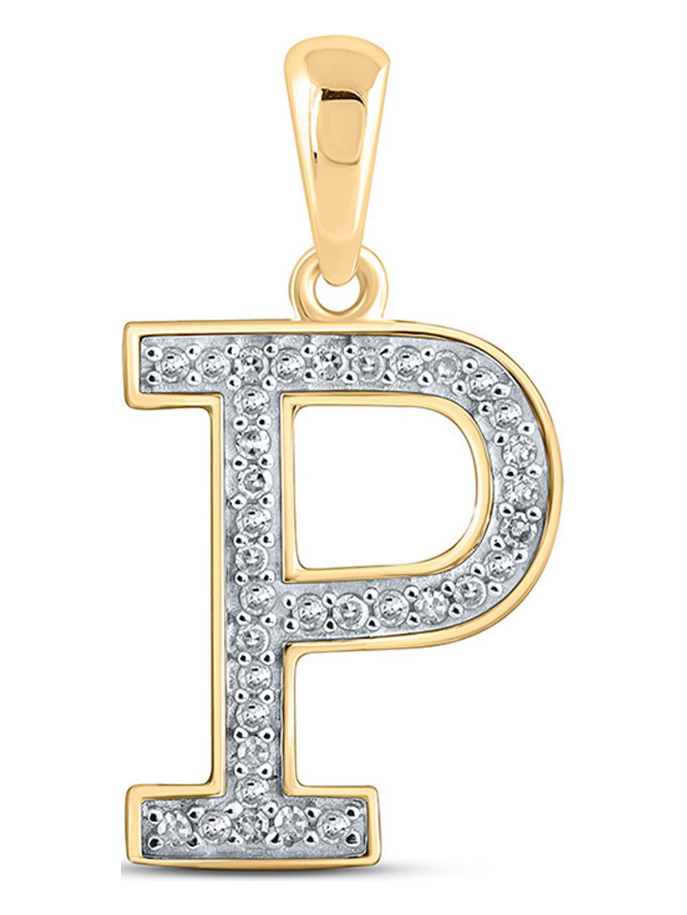 Macey Worldwide Jewelry 10k Yellow Gold Diamond Initial P Letter ...