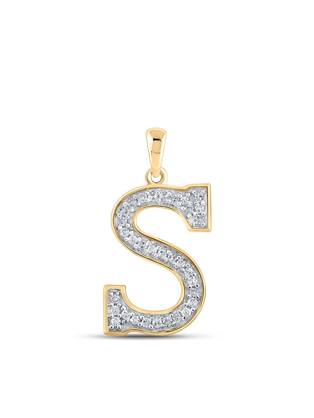 Macey Worldwide Jewelry 10k Yellow Gold Diamond Initial S Letter ...