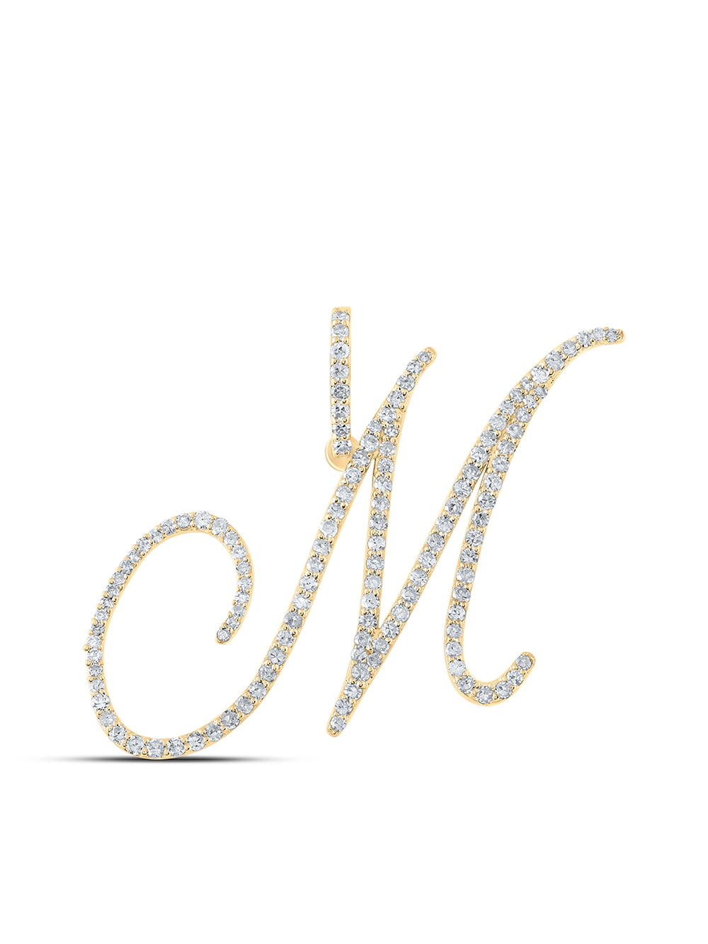 Macey Worldwide Jewelry 10k Yellow Gold Diamond M Initial Letter ...