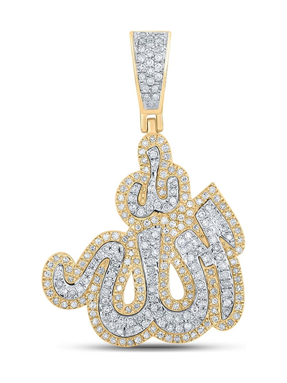 Macey Worldwide Jewelry 10k Yellow Gold Mens Diamond Allah Islam Charm ...