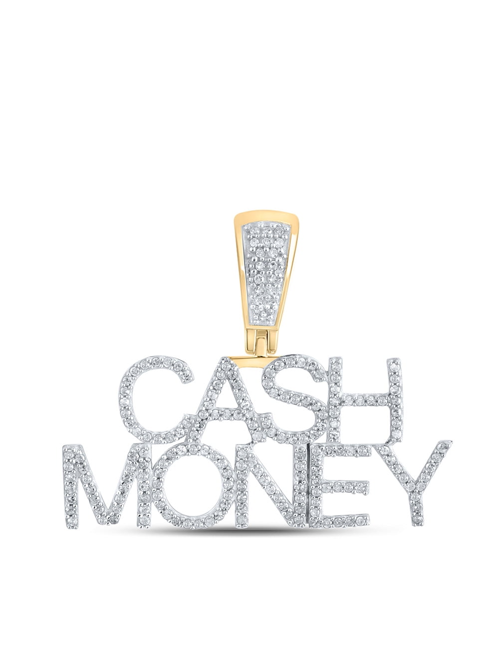 Macey Worldwide Jewelry 10k Yellow Gold Mens Diamond Cash Money Charm ...