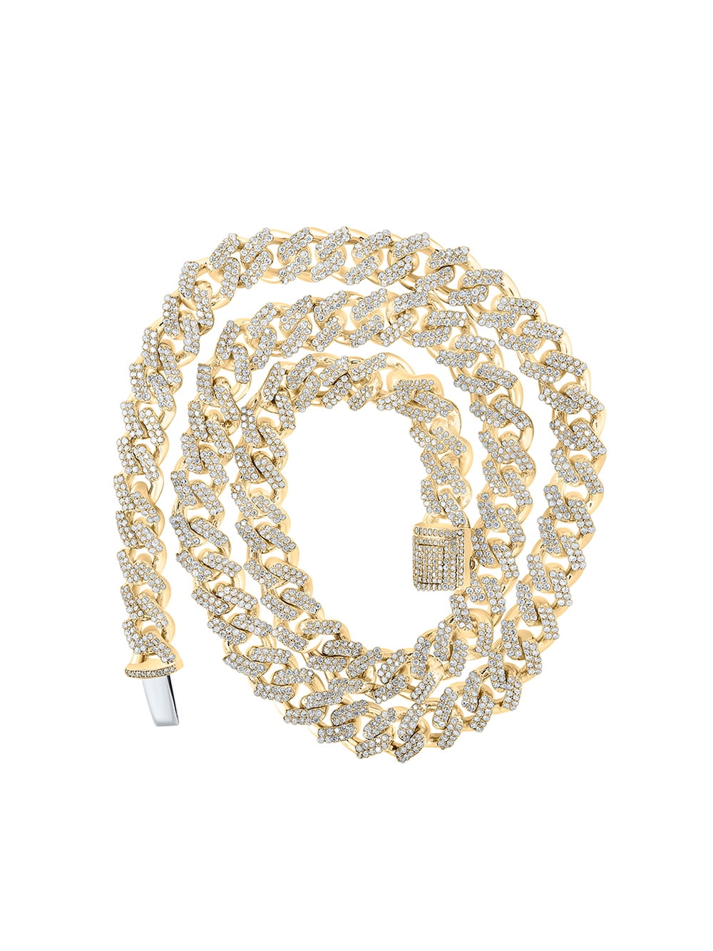 Macey Worldwide Jewelry 10k Yellow Gold Mens Diamond Cuban Link Chain ...