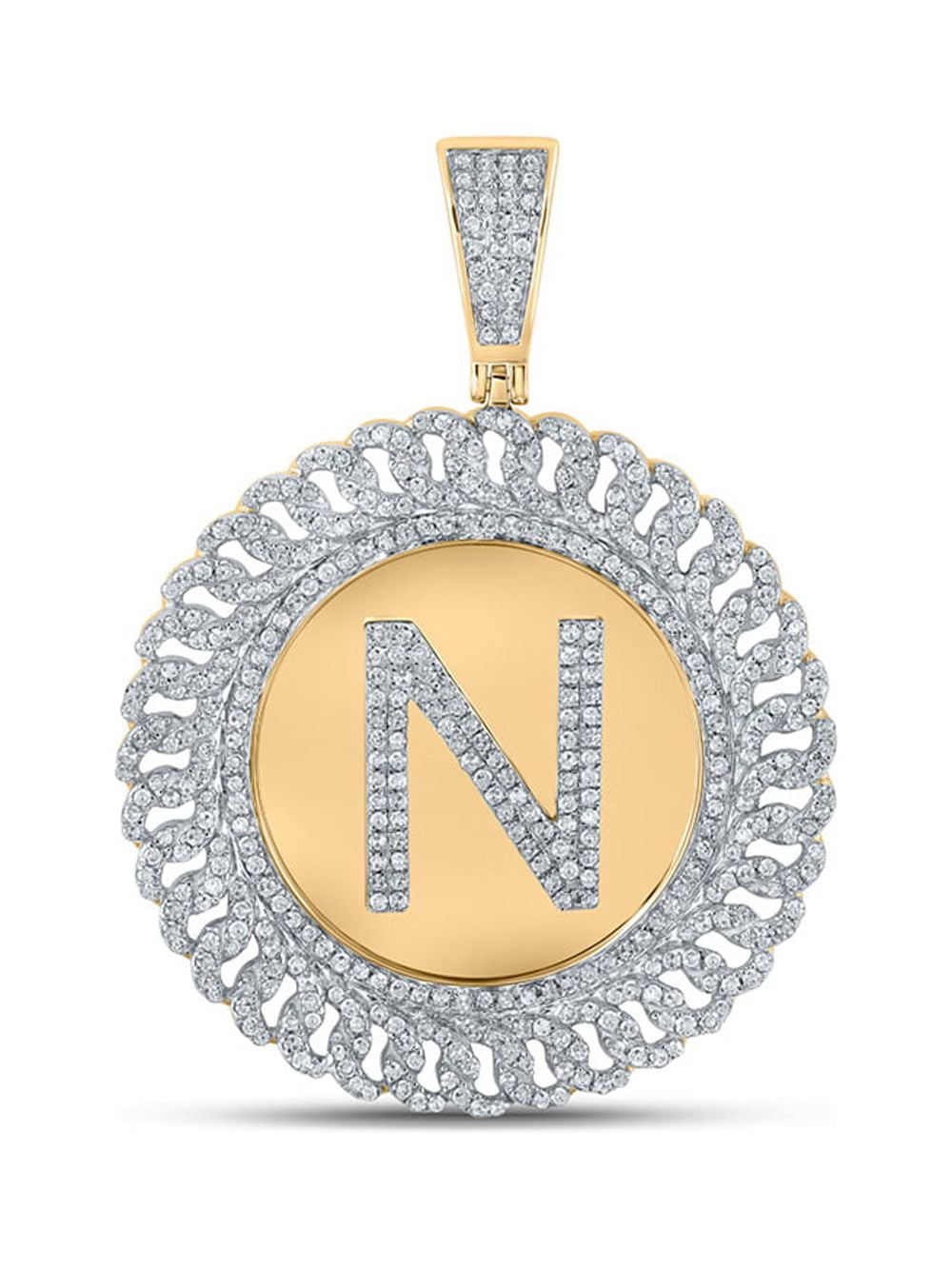 Macey Worldwide Jewelry 10k Yellow Gold Mens Diamond Letter N Circle ...