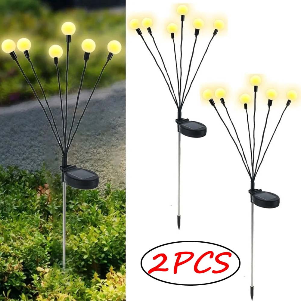 Macgin 2Pcs Solar Garden Lights Firefly Lawn Stake Light Outdoor IP65 ...