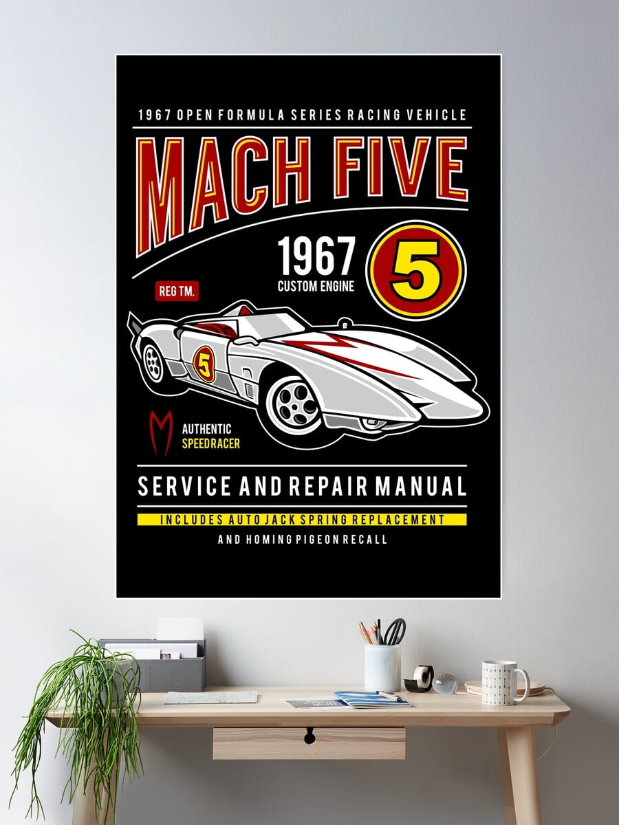 Mach Five Speed Racer Poster Wall Art, Modern Wall Decor For Living ...