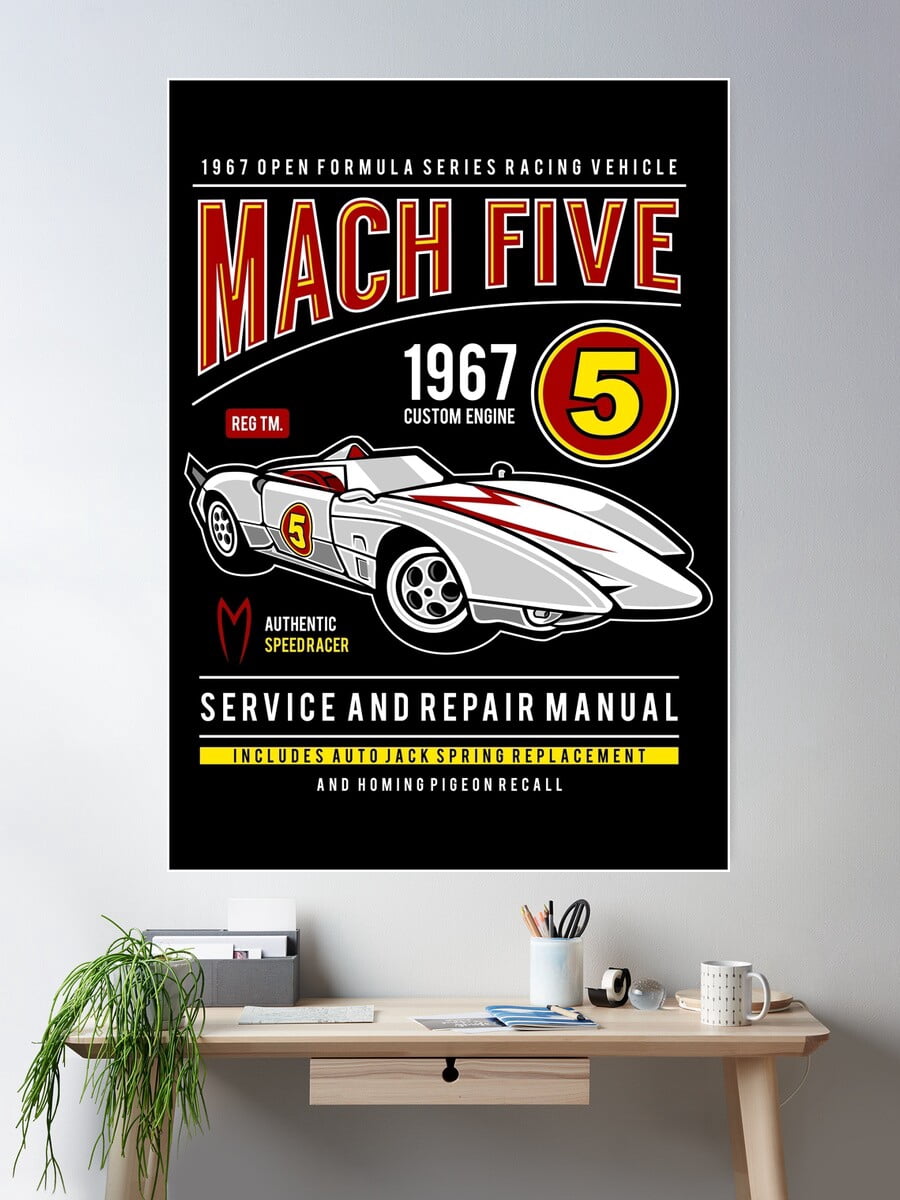 Mach Five Speed Racer Poster Wall Art, Modern Wall Decor For Living ...