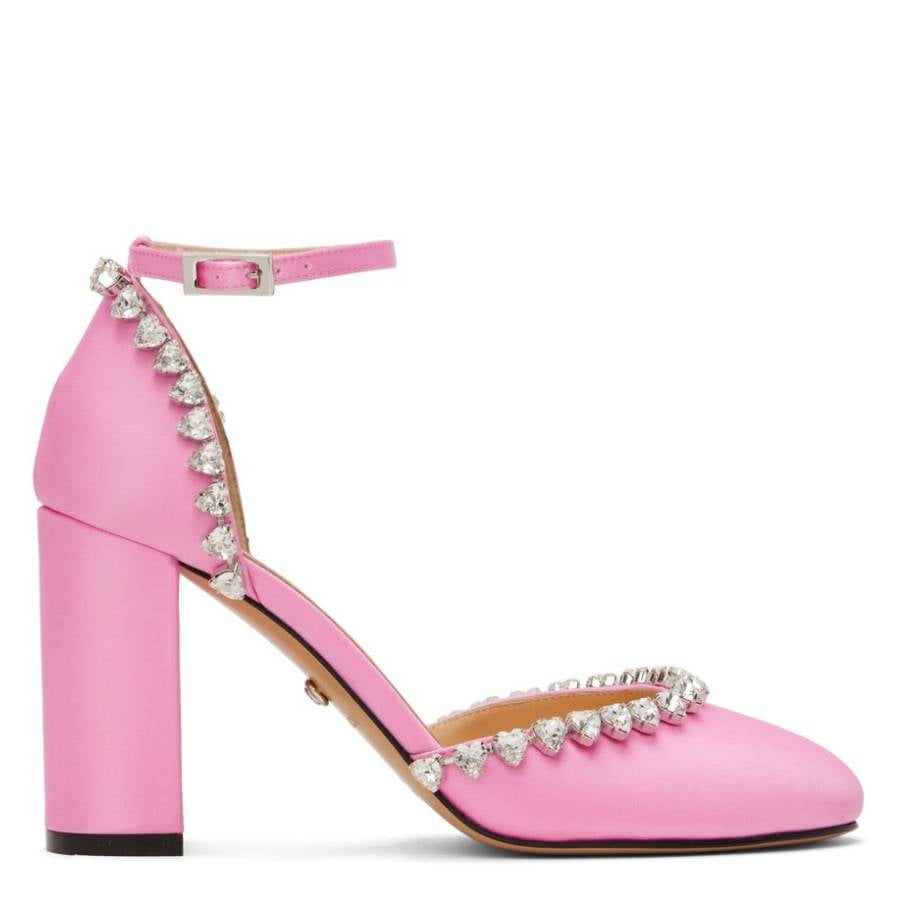 Mach & Mach Audrey 95 Crystal Heart Satin Pumps, Brand Size 37 ( US ...