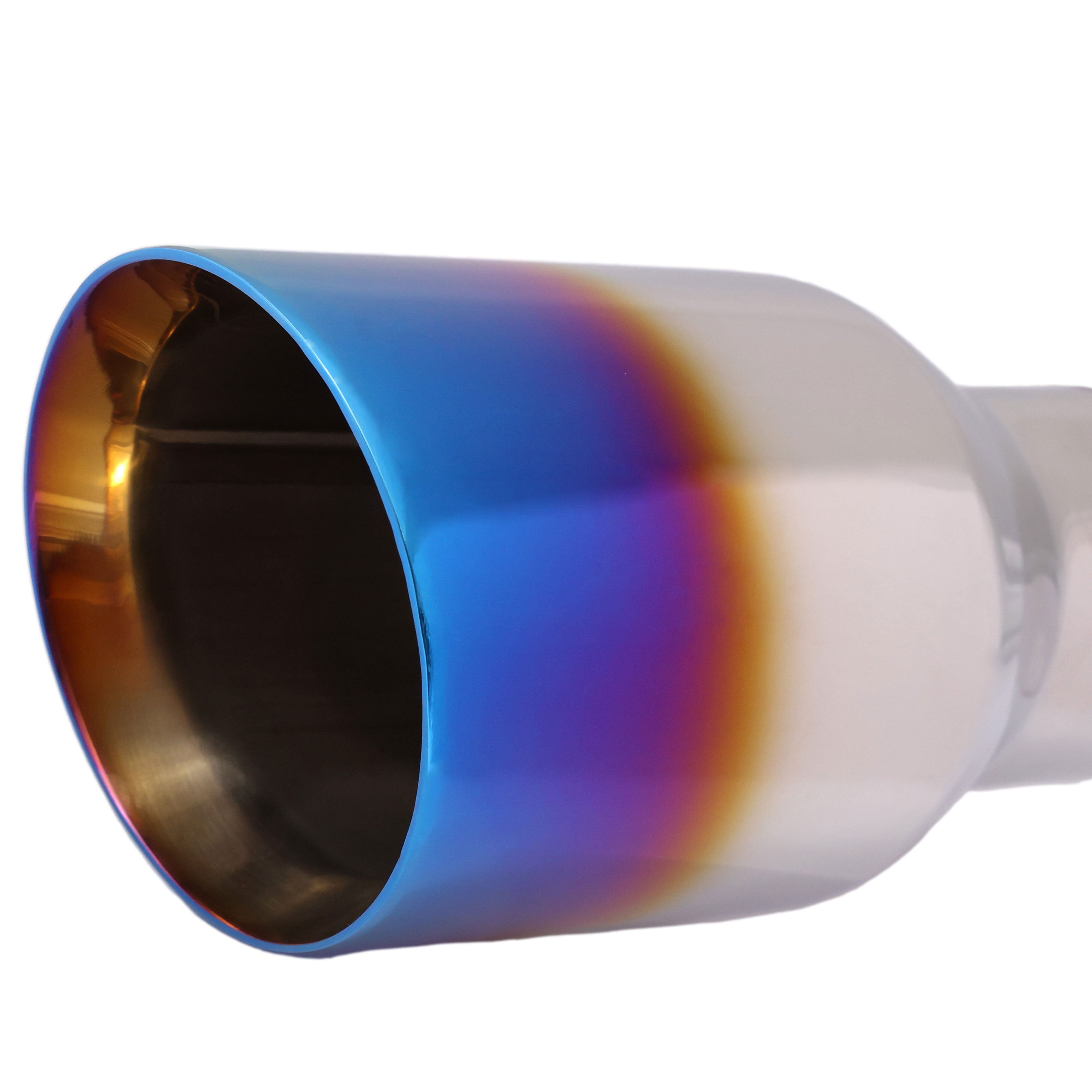 Mach-Speed Single Round Double Wall Slant Cut Blue Flame Exhaust Tip ...