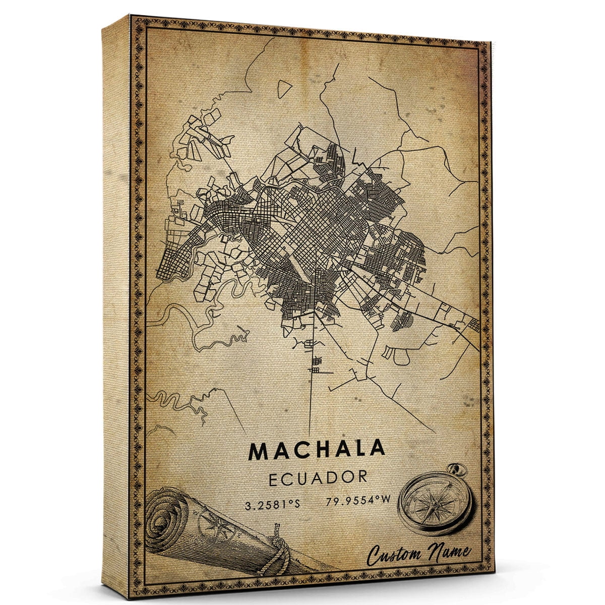 Machala Map Poster, Ecuador Map Art Poster, Canvas, Machala Map City vintage Poster, Street Map ...