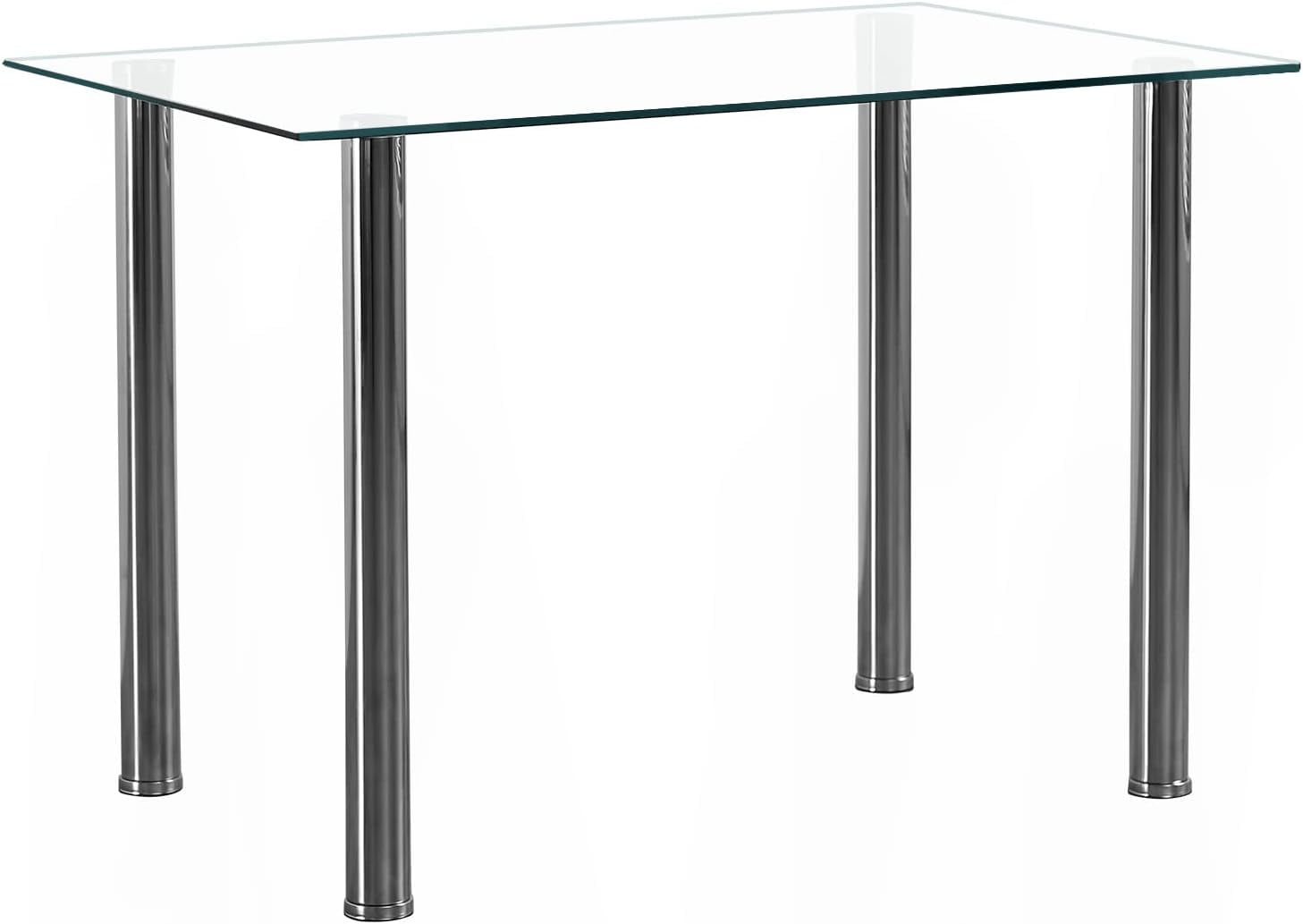 Machelin Tempered Glass Dining Table for 4, Small Rectangular Kitchen ...