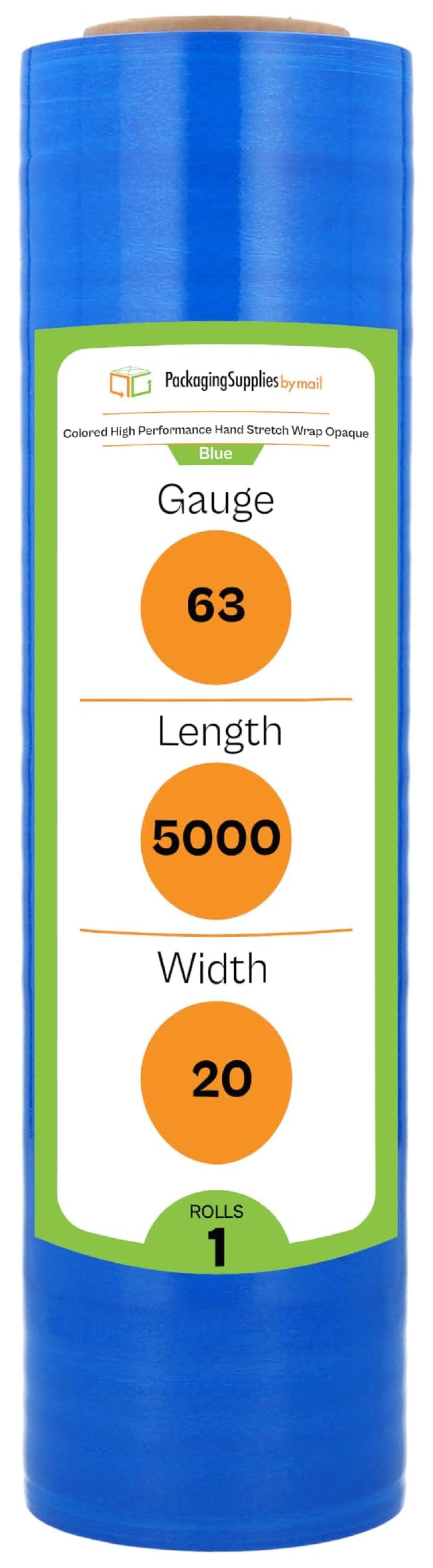 Machine Blue Stretch Wrap, 1 Pack, 20 Inch x 5000 Feet, 63 Gauge, Dark ...