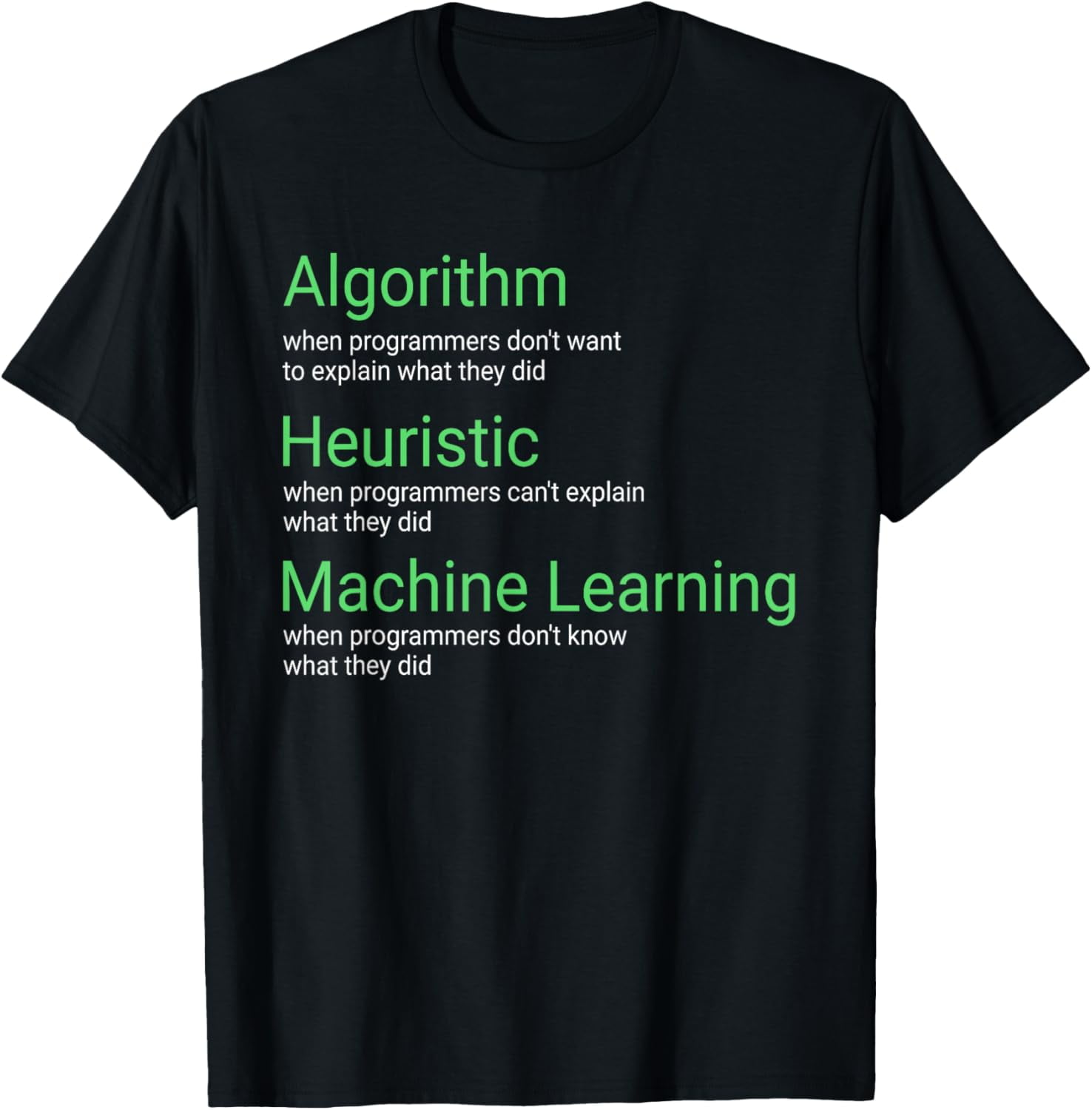 Machine Learning Engineer AI Research Algorithm Heuristics T-Shirt - Walmart.com