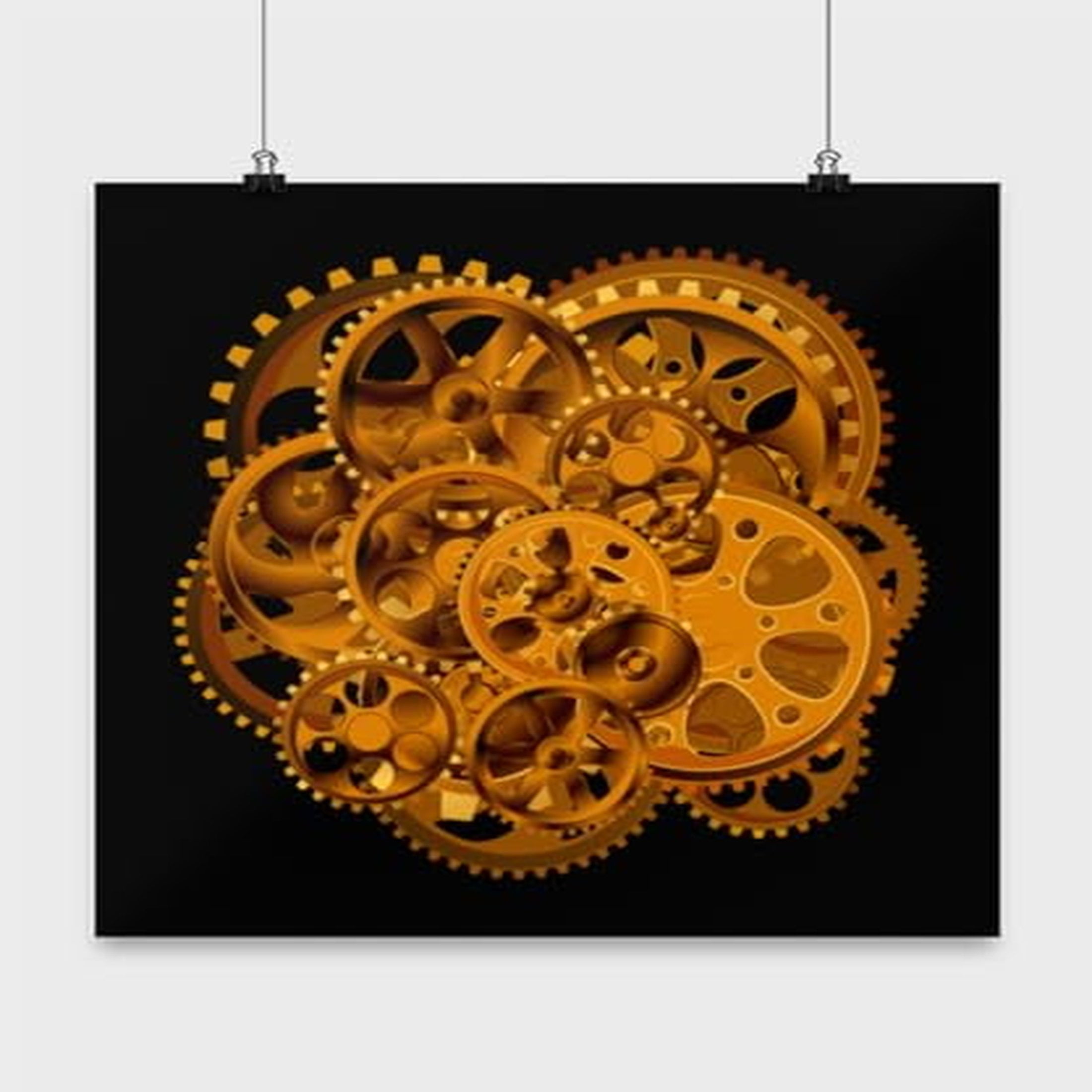 Steampunk Cog Wheels Spinning Poster - 13x13in Black Wall Art Gift ...