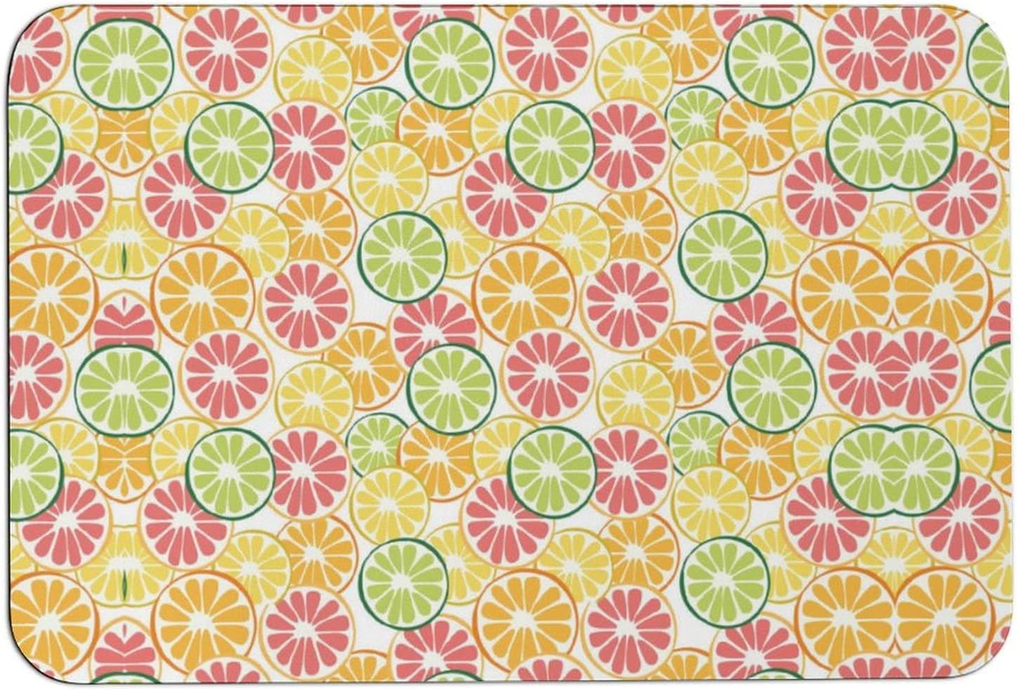 Machine Wash Mat Lemon Slice Bathroom Mats Summer Fruit Water Absorbent ...