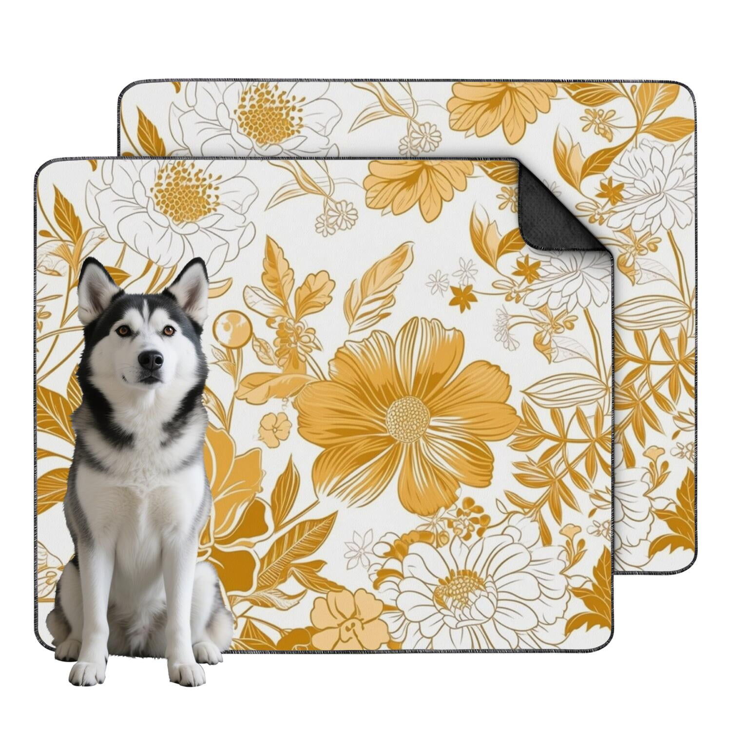Machine Wash Safe Puppy Pads with Floral Borders, 2-Count Reusable ...