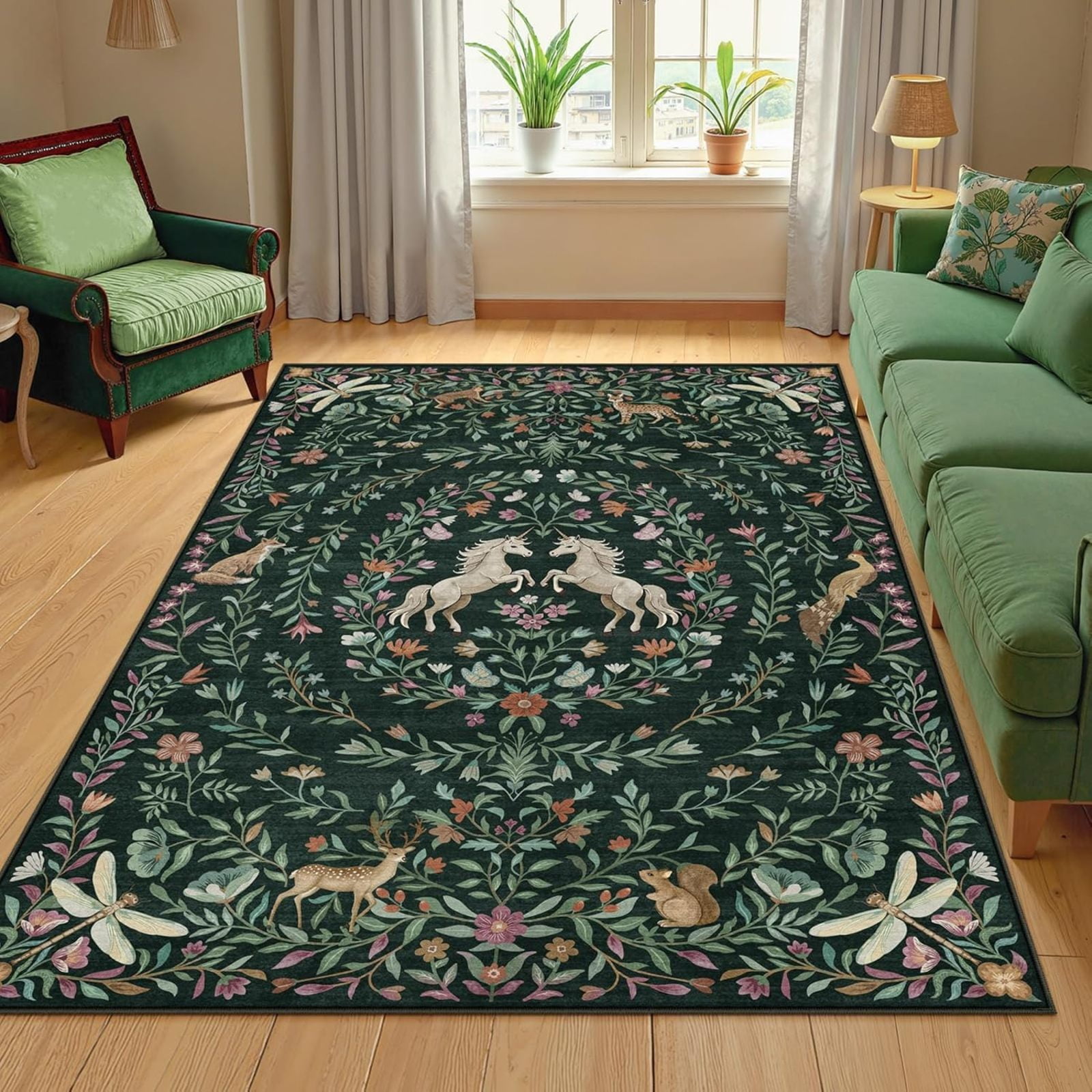 Machine Washable Area Rugs For Living Room, Non Slip Soft Low Pile ...