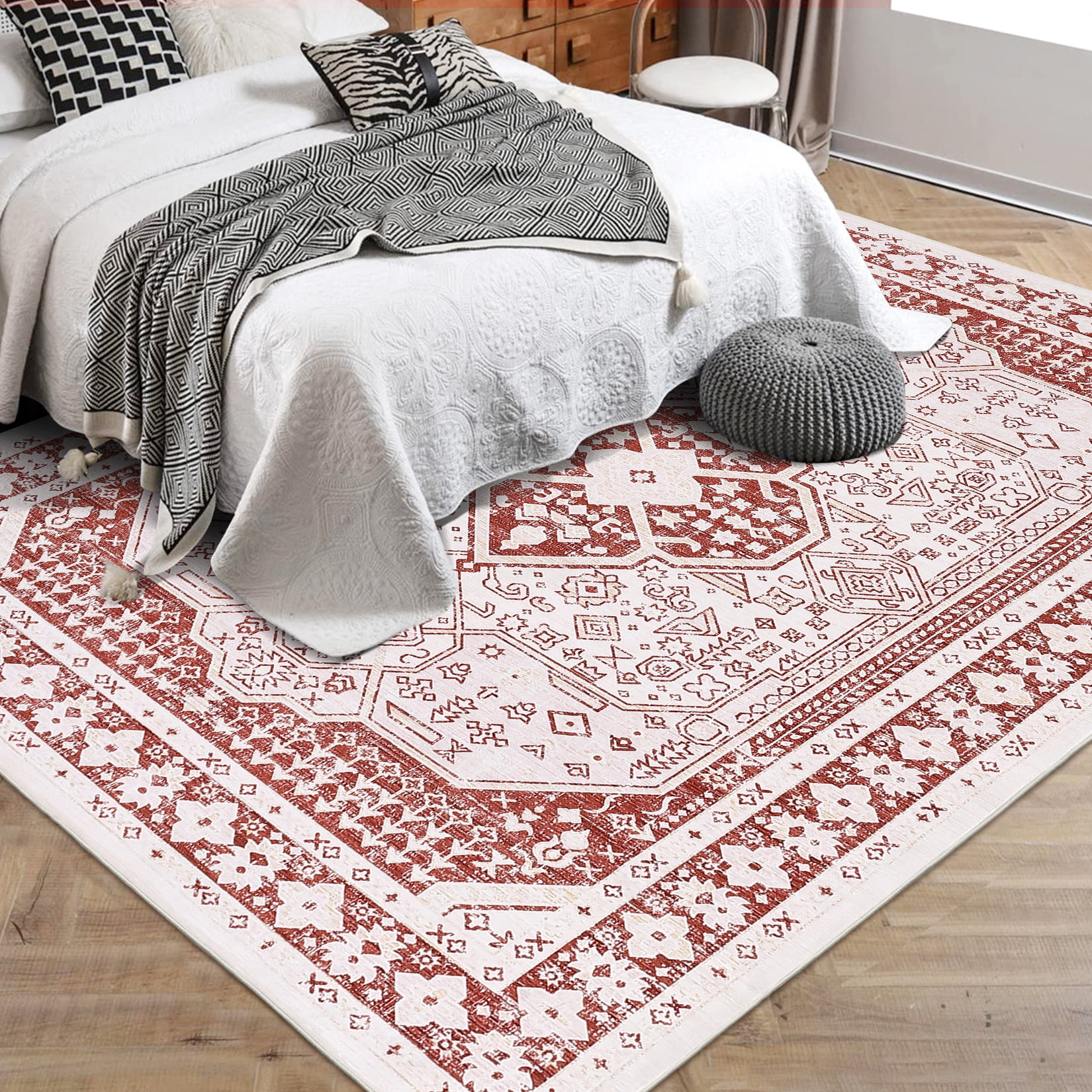 Machine Washable Area Rugs, Stain Resistant Soft Vintage Carpet for ...