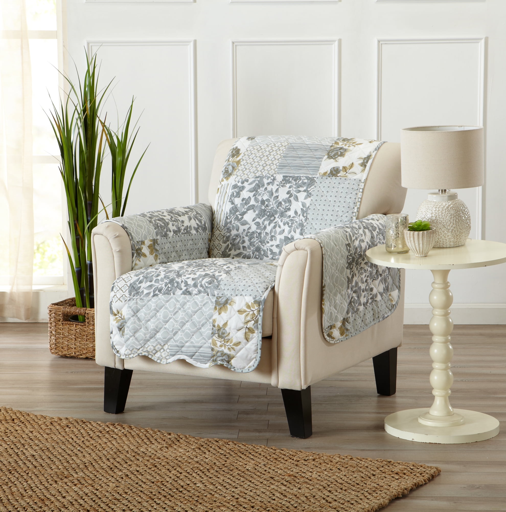 Machine Washable Couch Cover Reversible Patchwork Furniture Protector ...