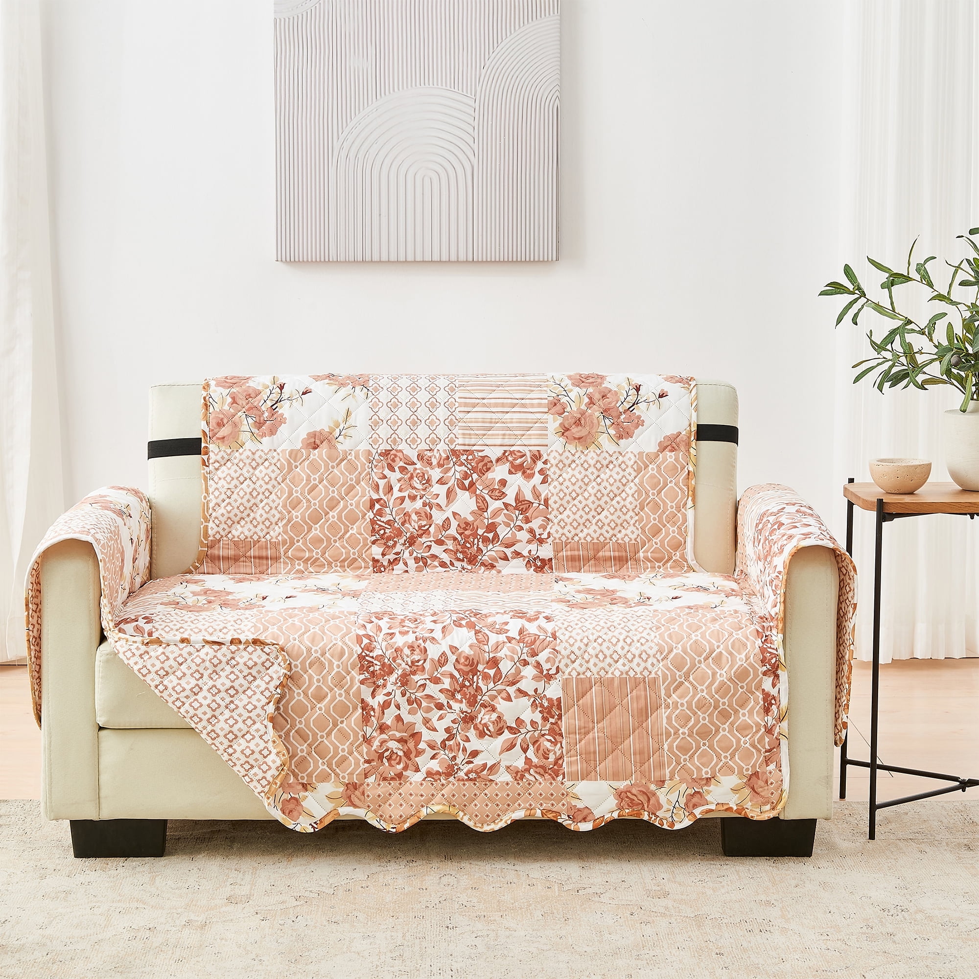 Machine Washable Couch Cover Reversible Patchwork Furniture Protector ...