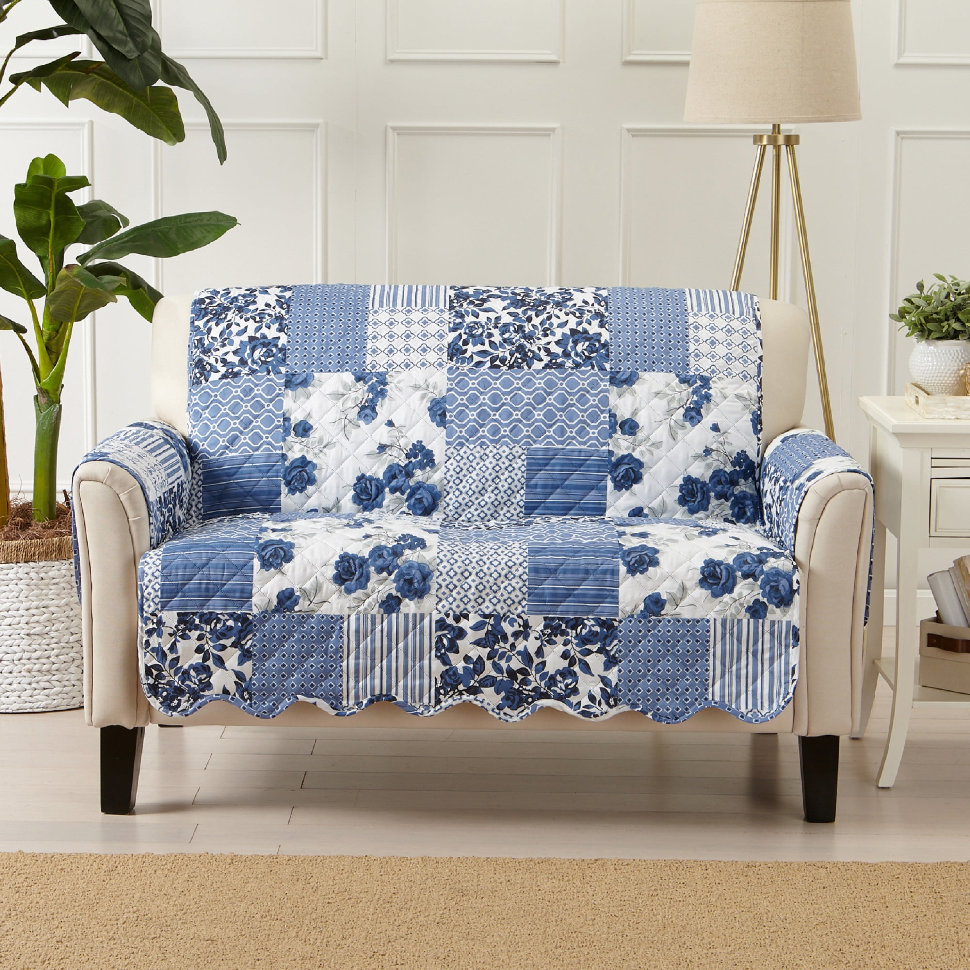 Langdon Luxe Collection Reversible Patchwork Loveseat Slipcover ...