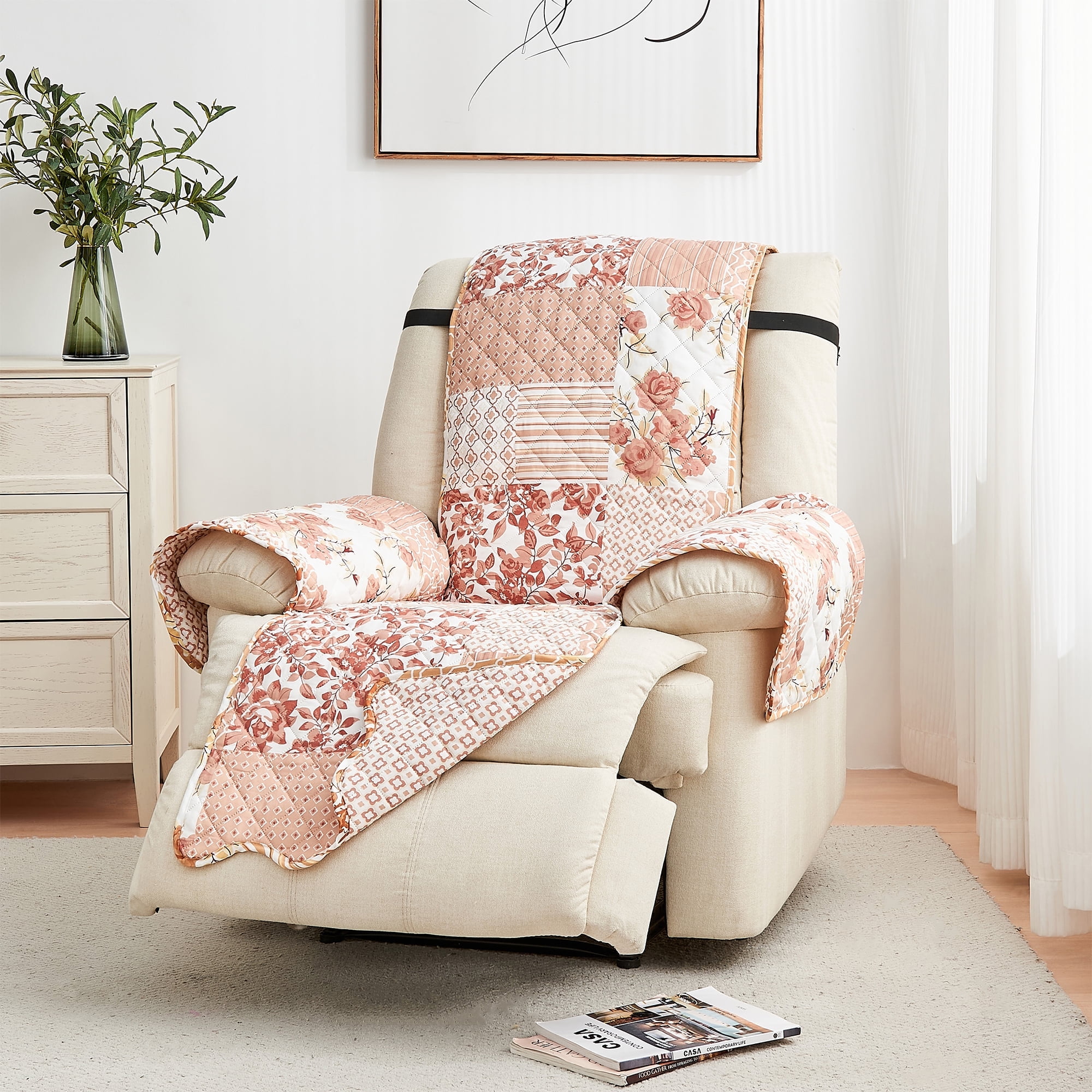 Machine Washable Couch Cover Reversible Patchwork Furniture Protector ...