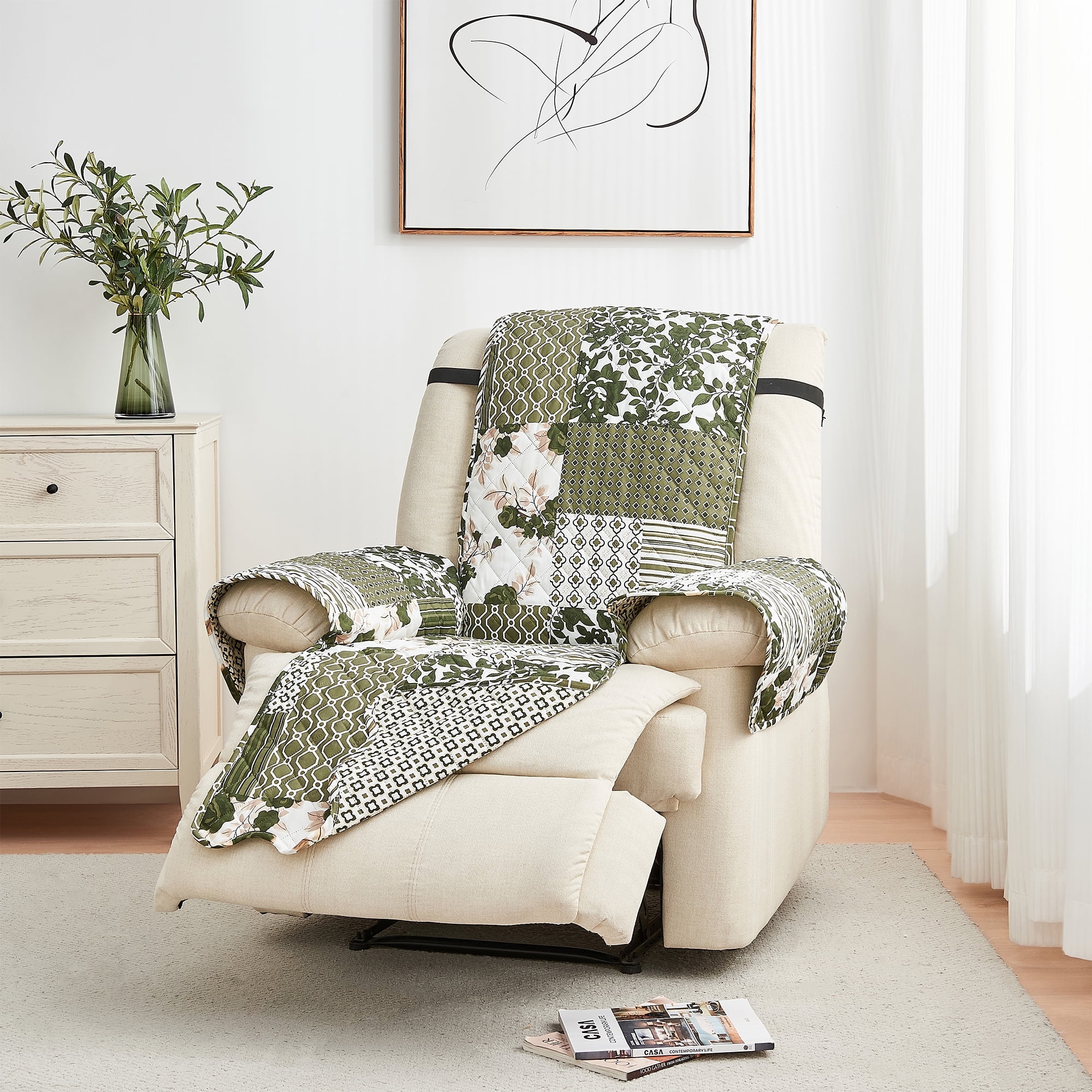 Machine Washable Couch Cover Reversible Patchwork Furniture Protector ...