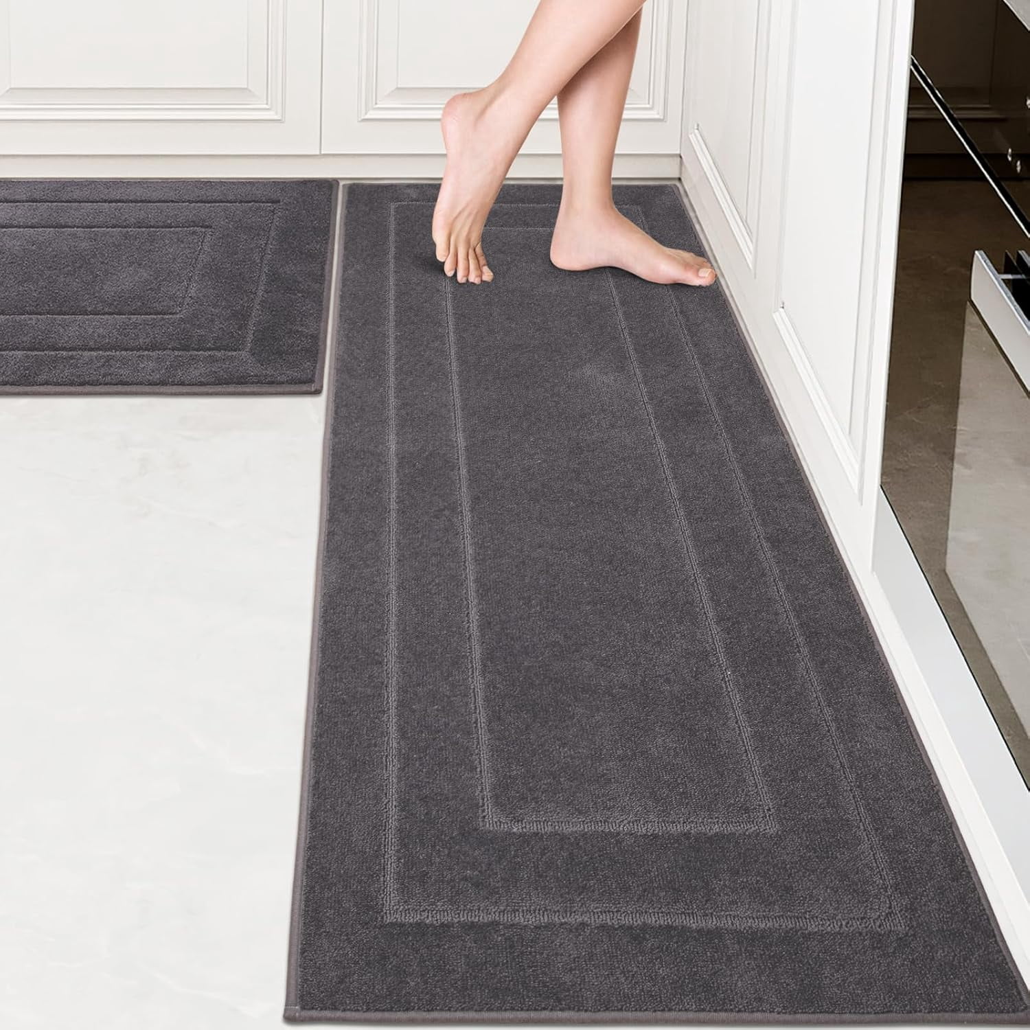 Machine Washable Kitchen Rug Set [2 PCS] (24" x 35.5"+ 24" x 59"), Non ...