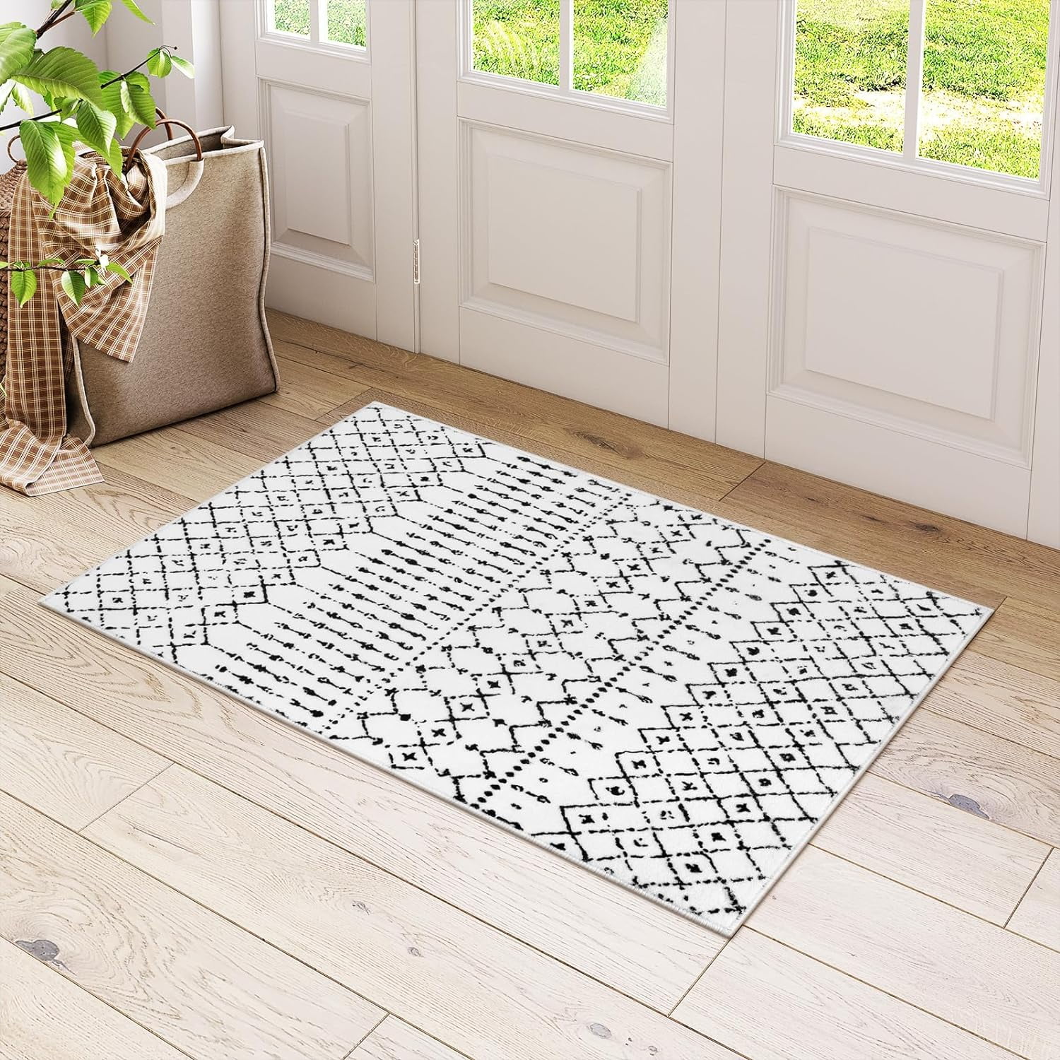 Machine Washable Rug for Entryway, Modern Moroccan 2x3 Throw Rugs with ...