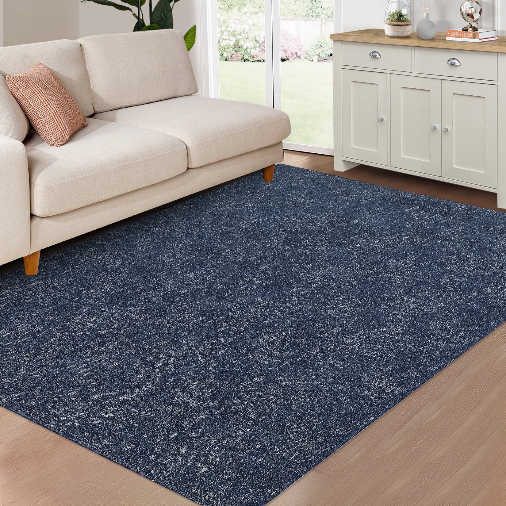 Machine Washable Rug Modern Solid Textured Area Rugs Stain Resistant ...