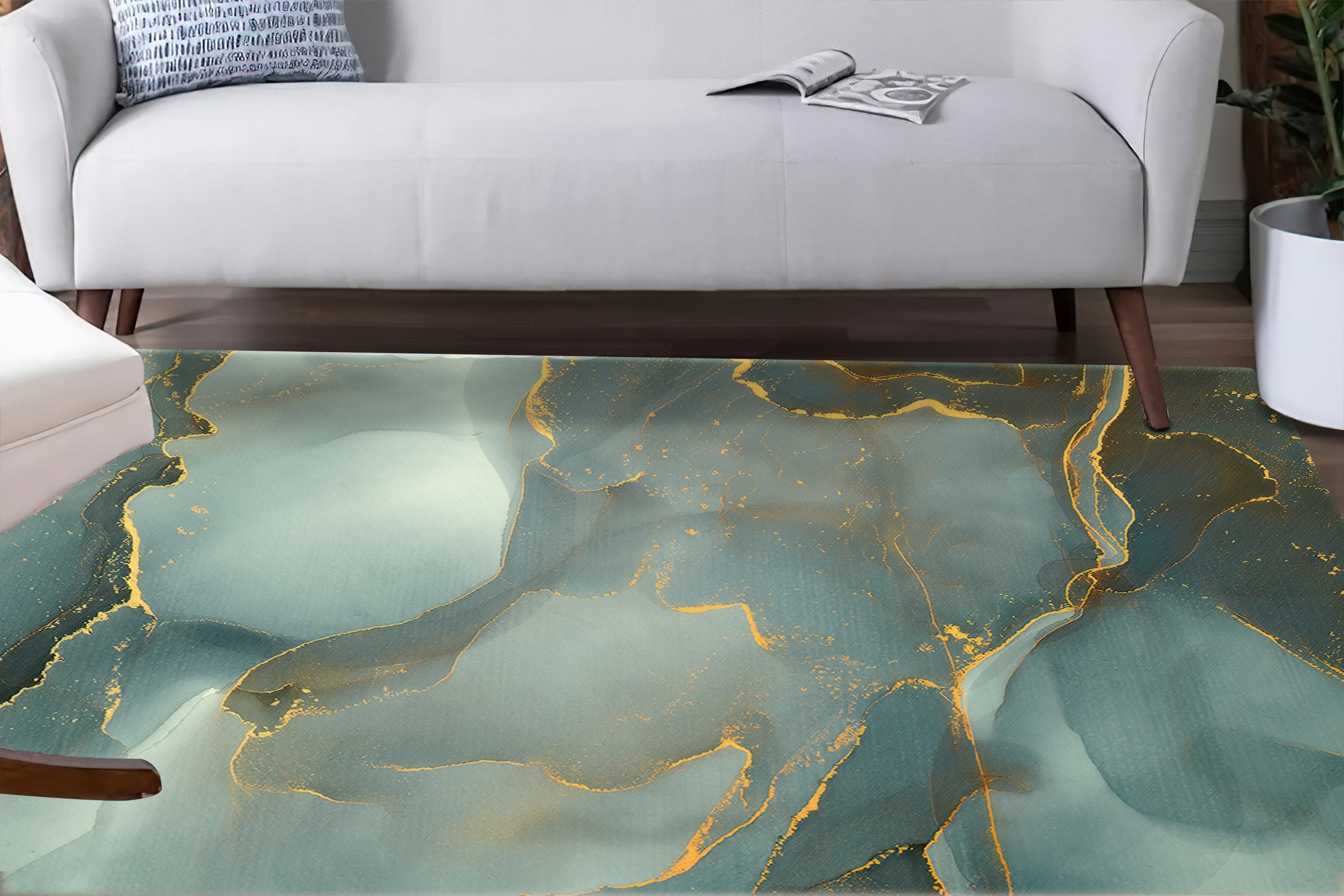 Machine Washable Rugs, Salon Rugs, Green Marble Rug, Colorful Rug ...