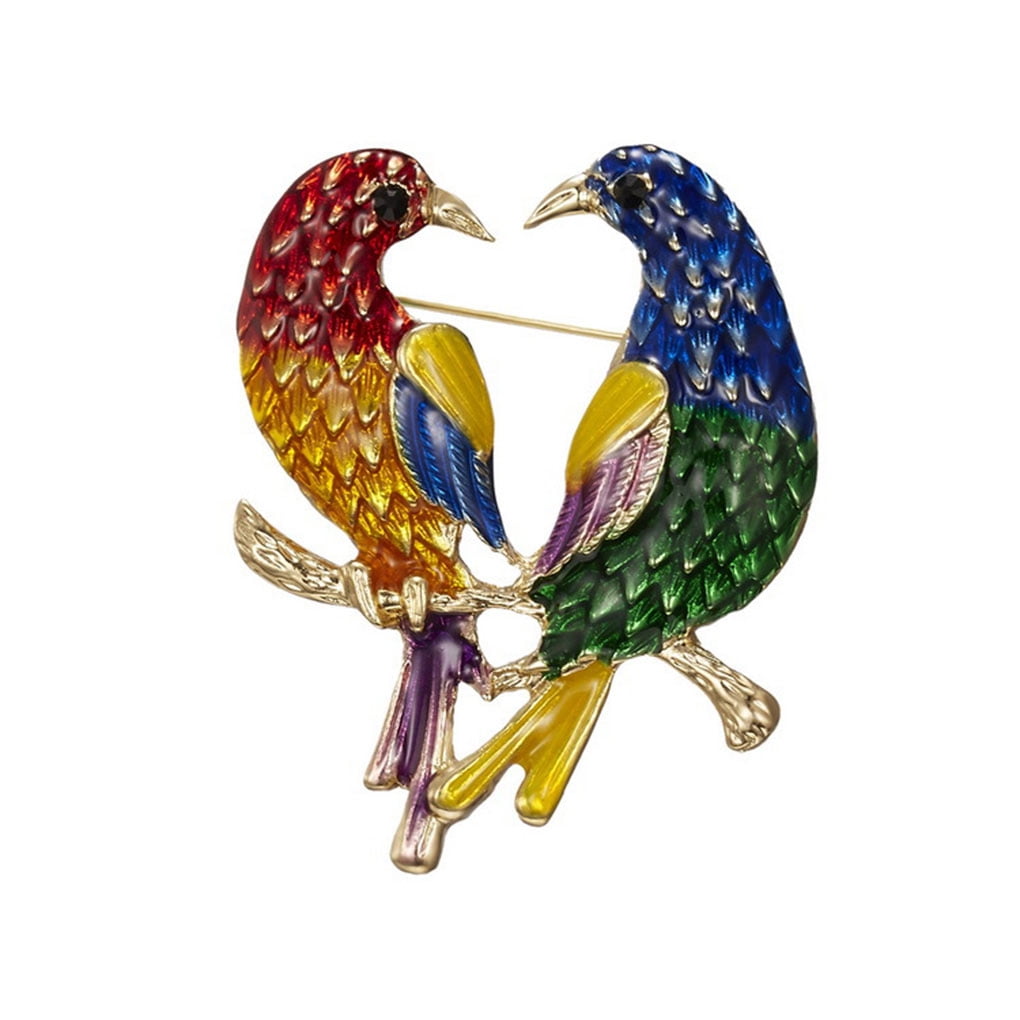 Machinehome Colorful Bird Shaped Brooch Rhinestone Shining Chest Badge ...