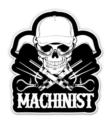 Machinist Skull - 3" Vinyl Sticker - For Car Laptop Water Bottle Phone ...