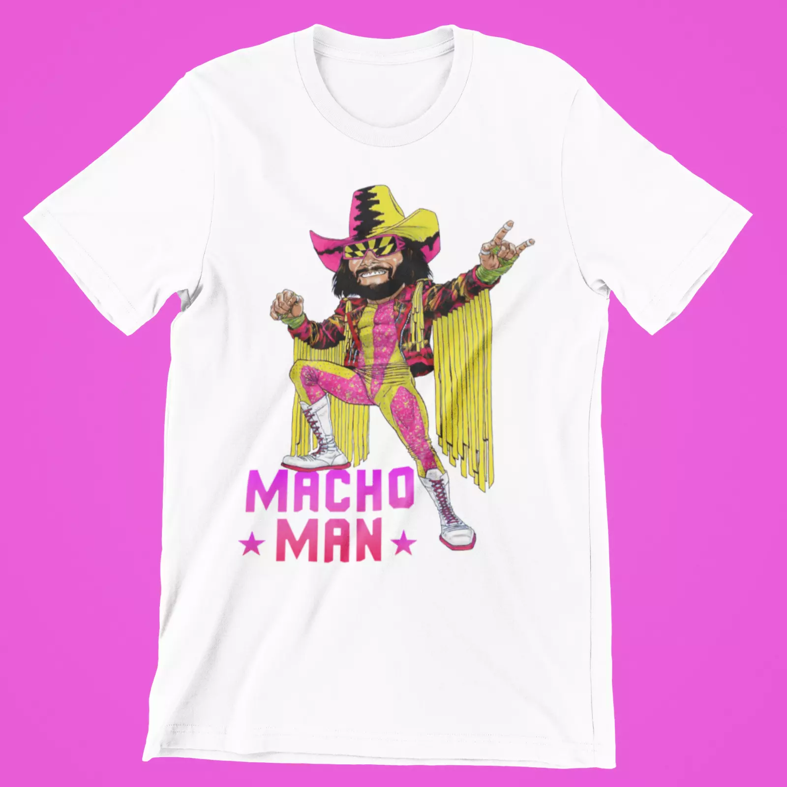 Macho Man Randy Savage King WWF WWE Neon Cowboy Premium Blend Graphic T ...