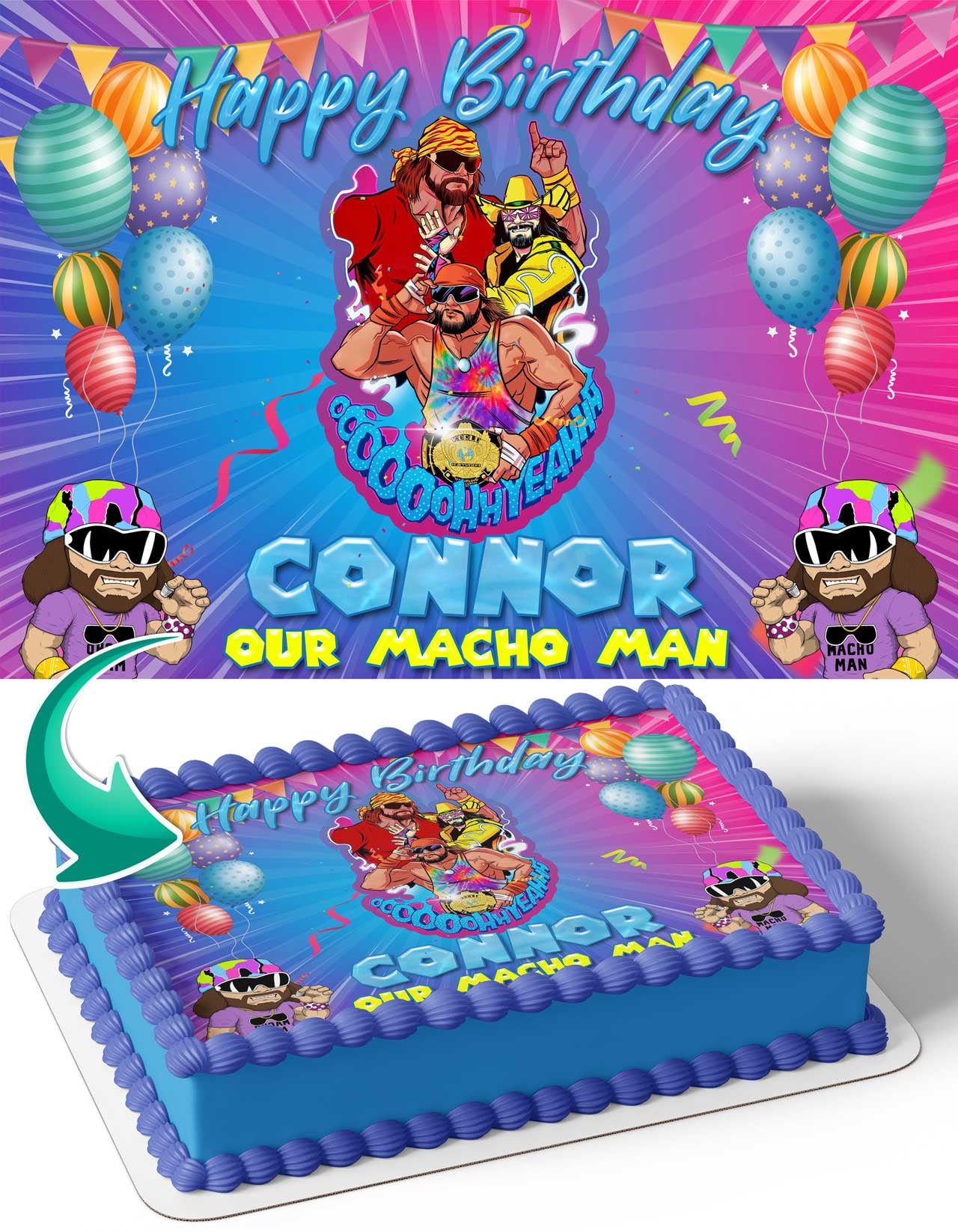 Macho Man Randy Savage Ooh Yeah Edible Image Cake Topper Personalized ...