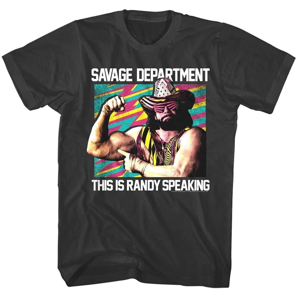 Macho Man Savage Department Randy Speaking Mens T Shirt 80's Retro ...