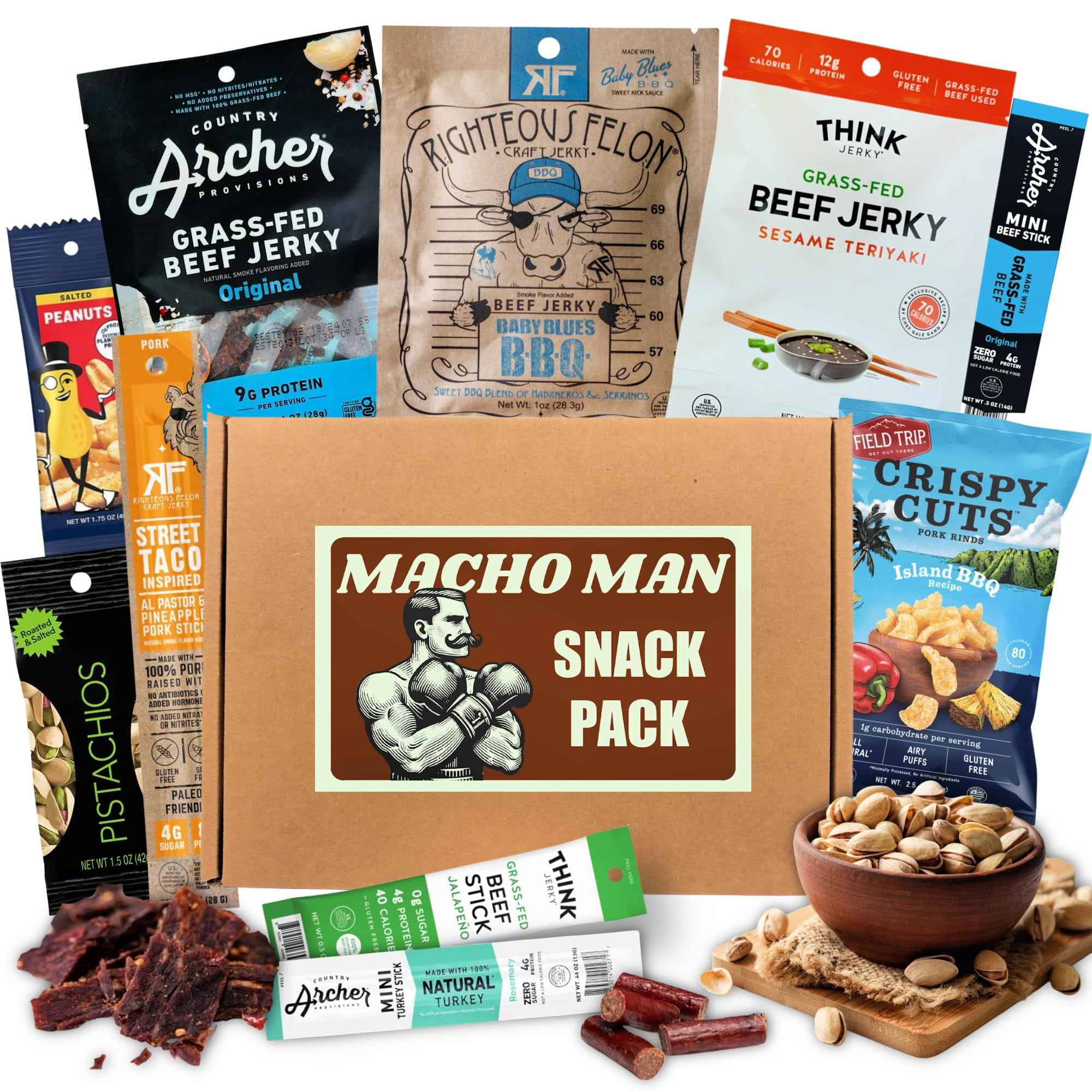 Macho Man Snack Pack Jerky Gift Box - High Protein Snacks For Men ...