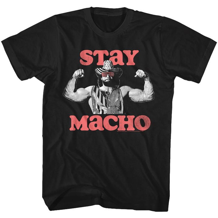 Macho Man Stay Macho Black Adult T-Shirt - Walmart.com