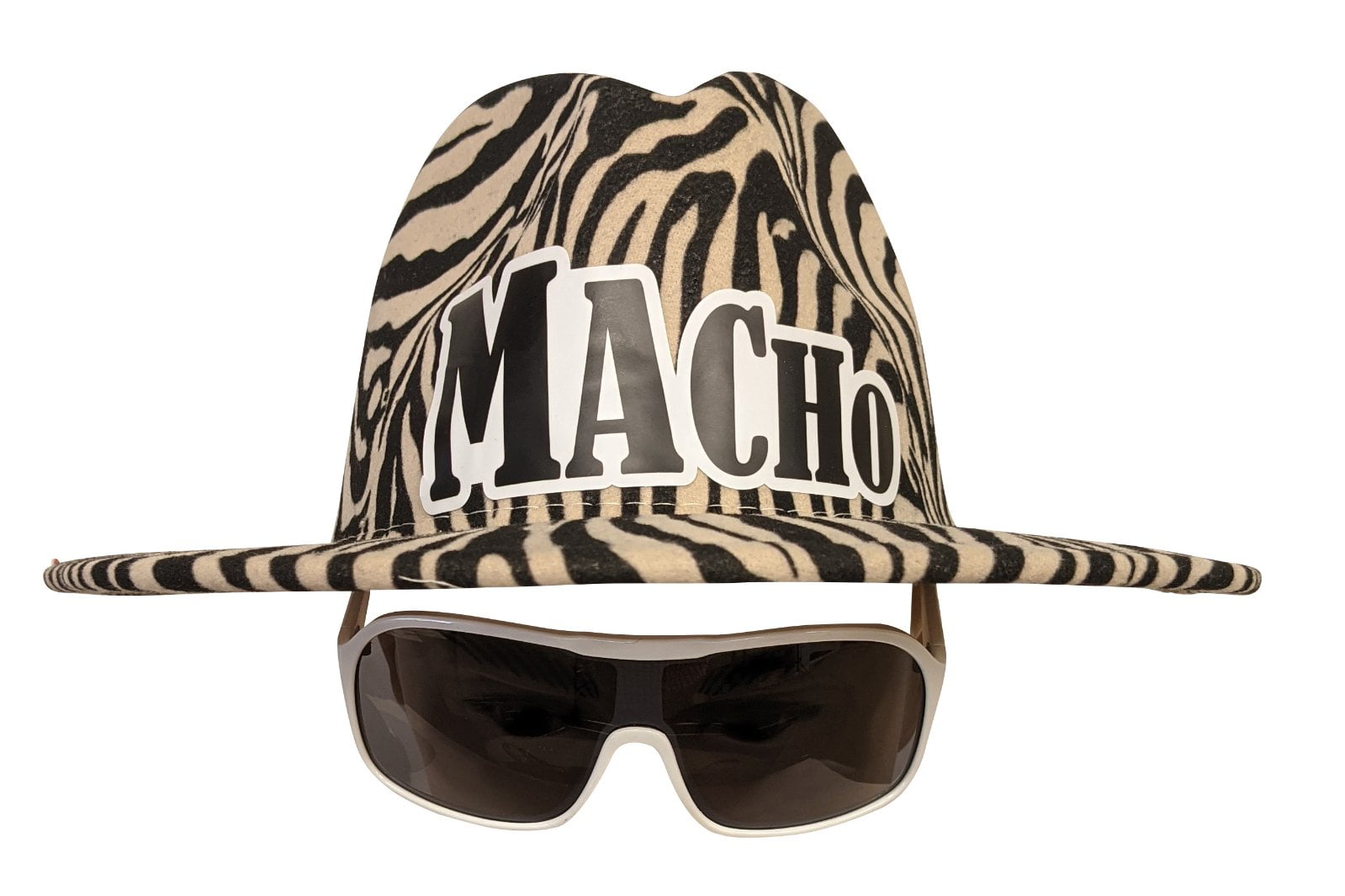 Macho Man Zebra Striped Cowboy Hat Sunglasses Halloween Costume ...