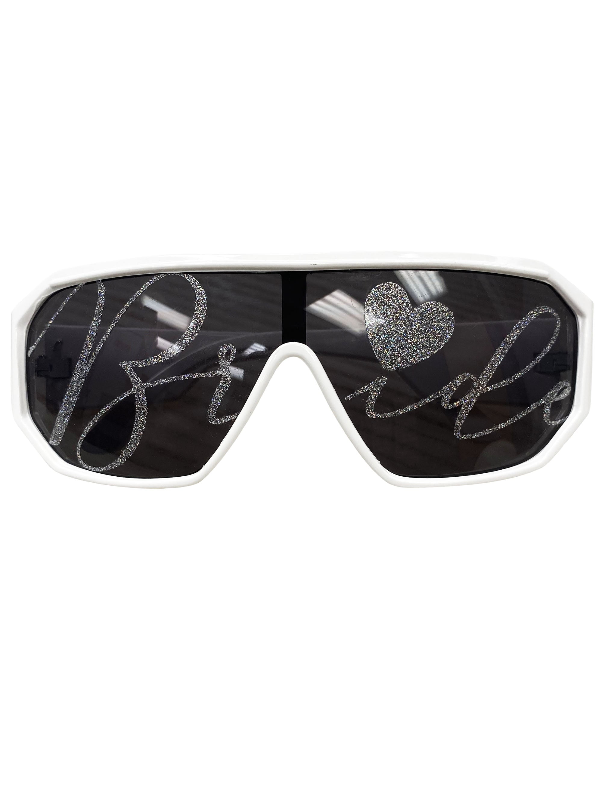 Macho Wrestler Sunglasses Silver Bride on Black Lens with White Frame ...