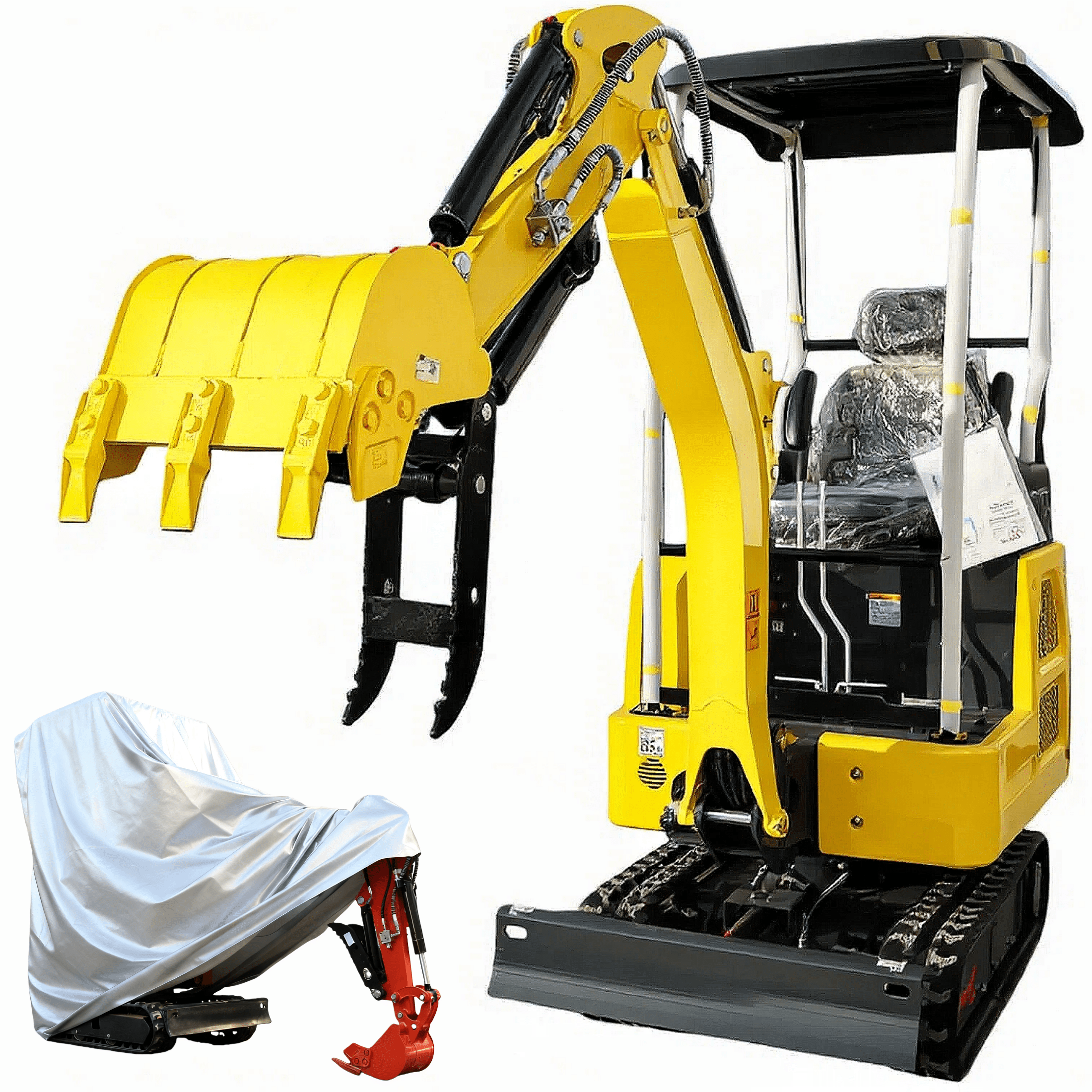 Machpro 1.8 Ton Mini Excavator with cover Kubota 3-Cylinder Diesel ...