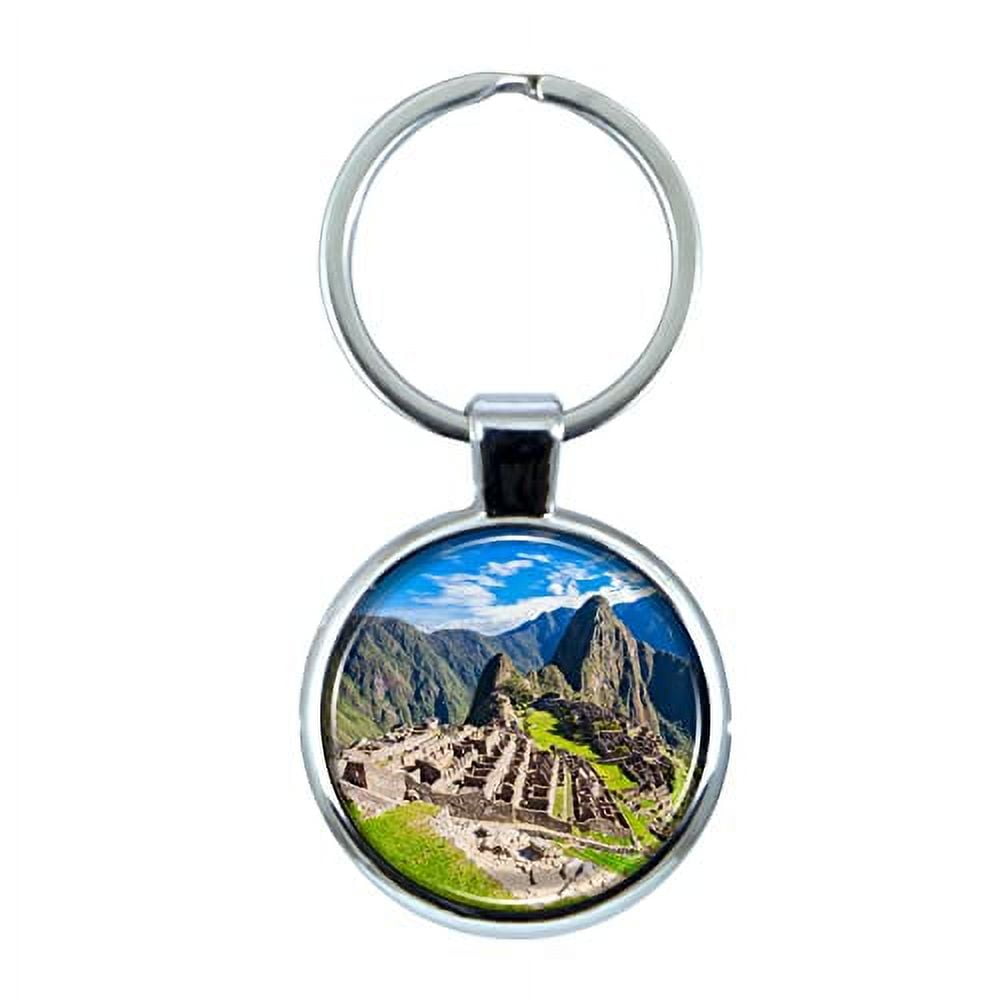 Machu Picchu Peru Keychain with Epoxy Dome and Metal Keyring - Walmart.com