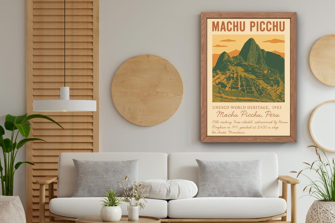 Machu Picchu Travel Poster: Vintage Inca Ruins Art Print (, Unframed ...