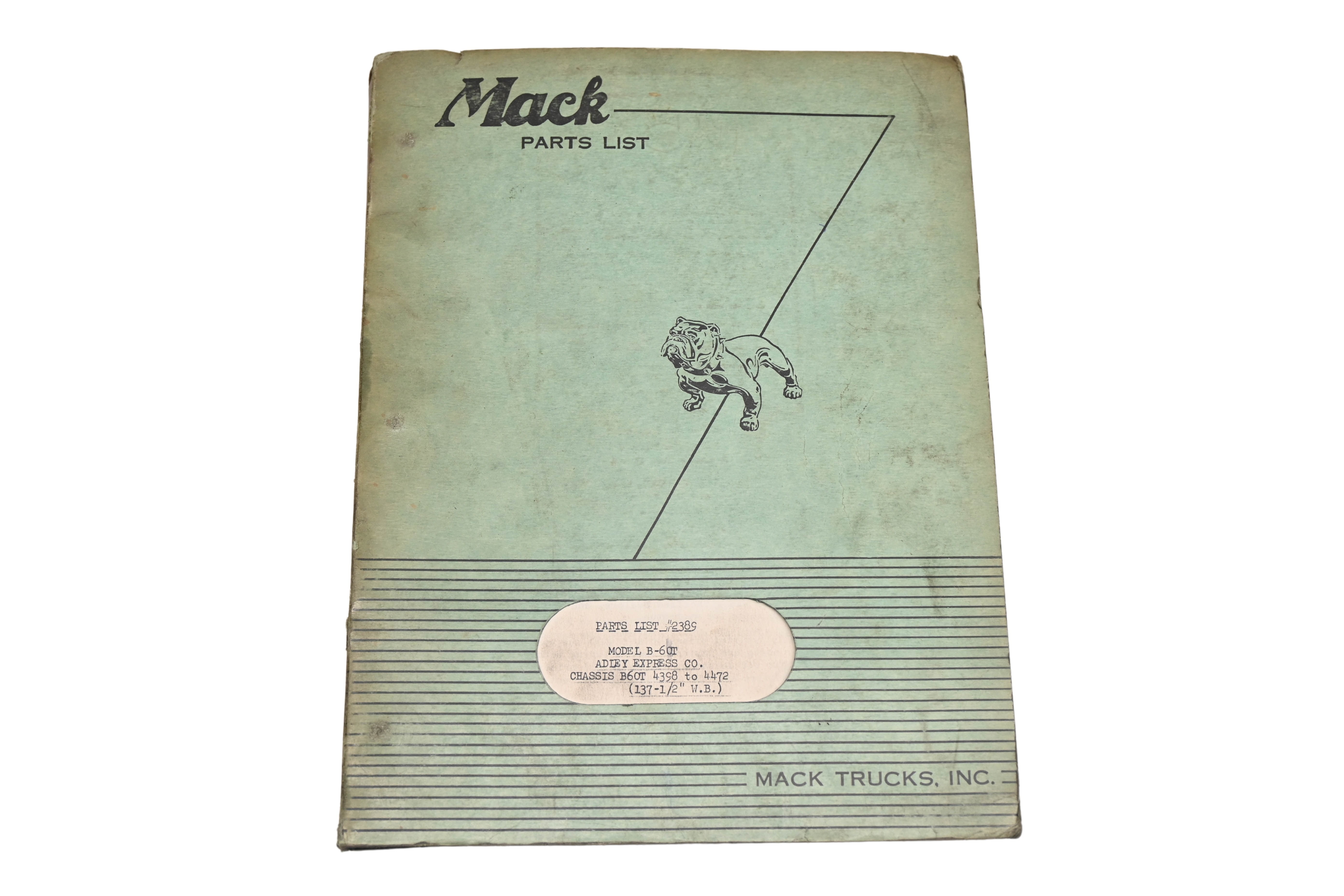 Mack 2389 1956 Model B-60T Truck Parts List Manual - Walmart.com
