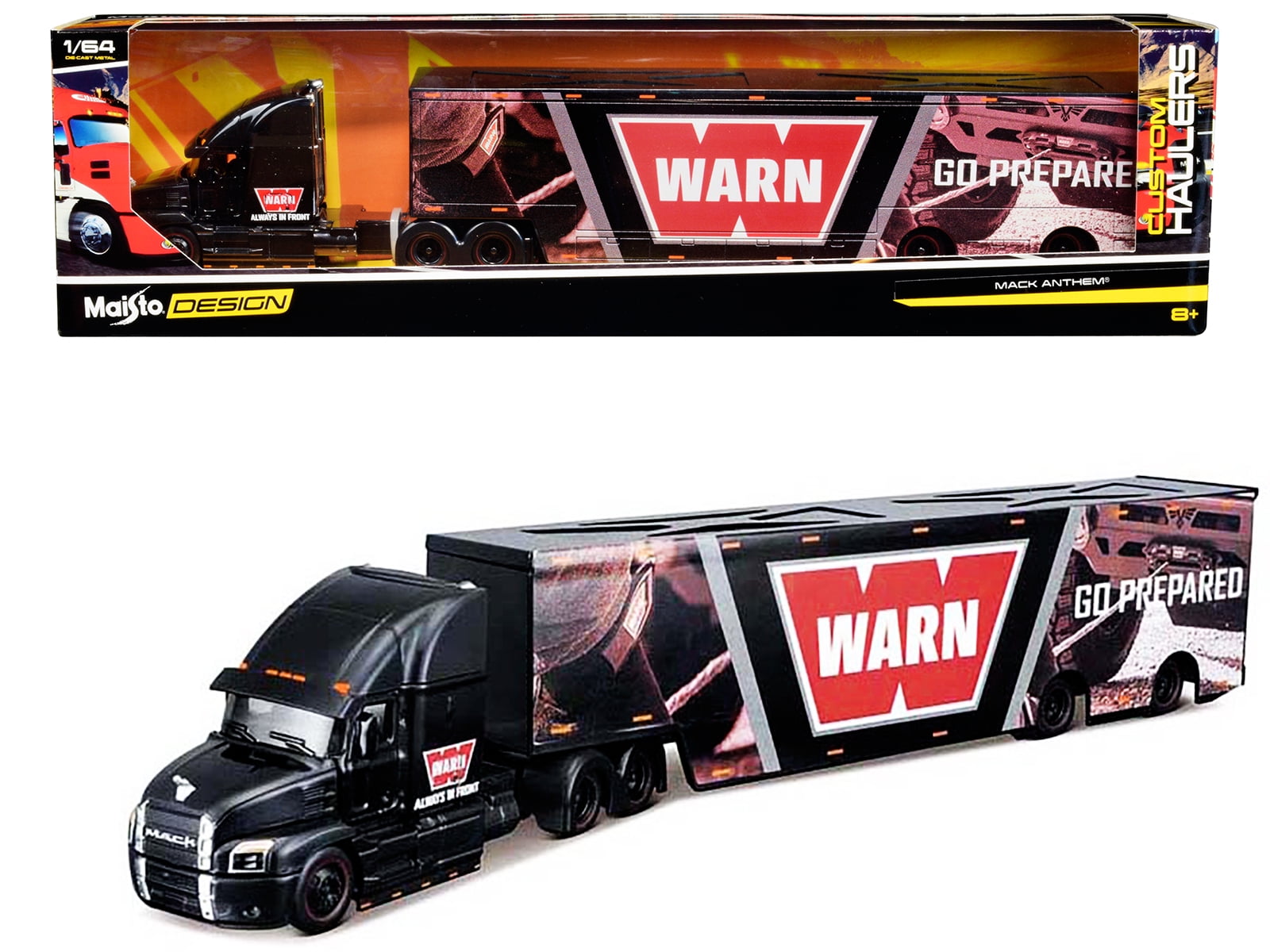 Mack Anthem Enclosed Car Transporter "WARN - Go Prepared" Black with ...
