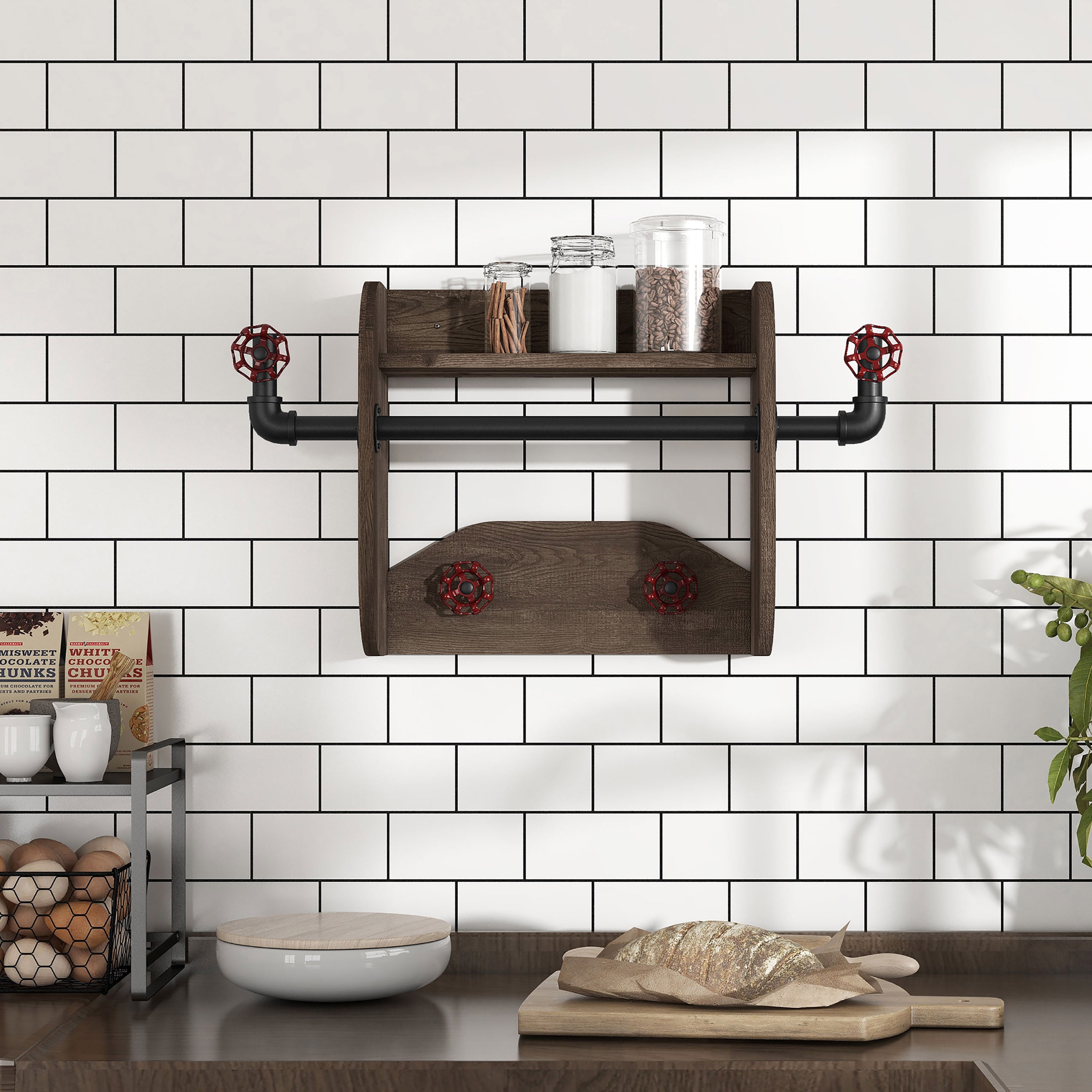 Mack Wood Reclaimed Oak Decorative Wall Rack with 4-Hook - Walmart.com