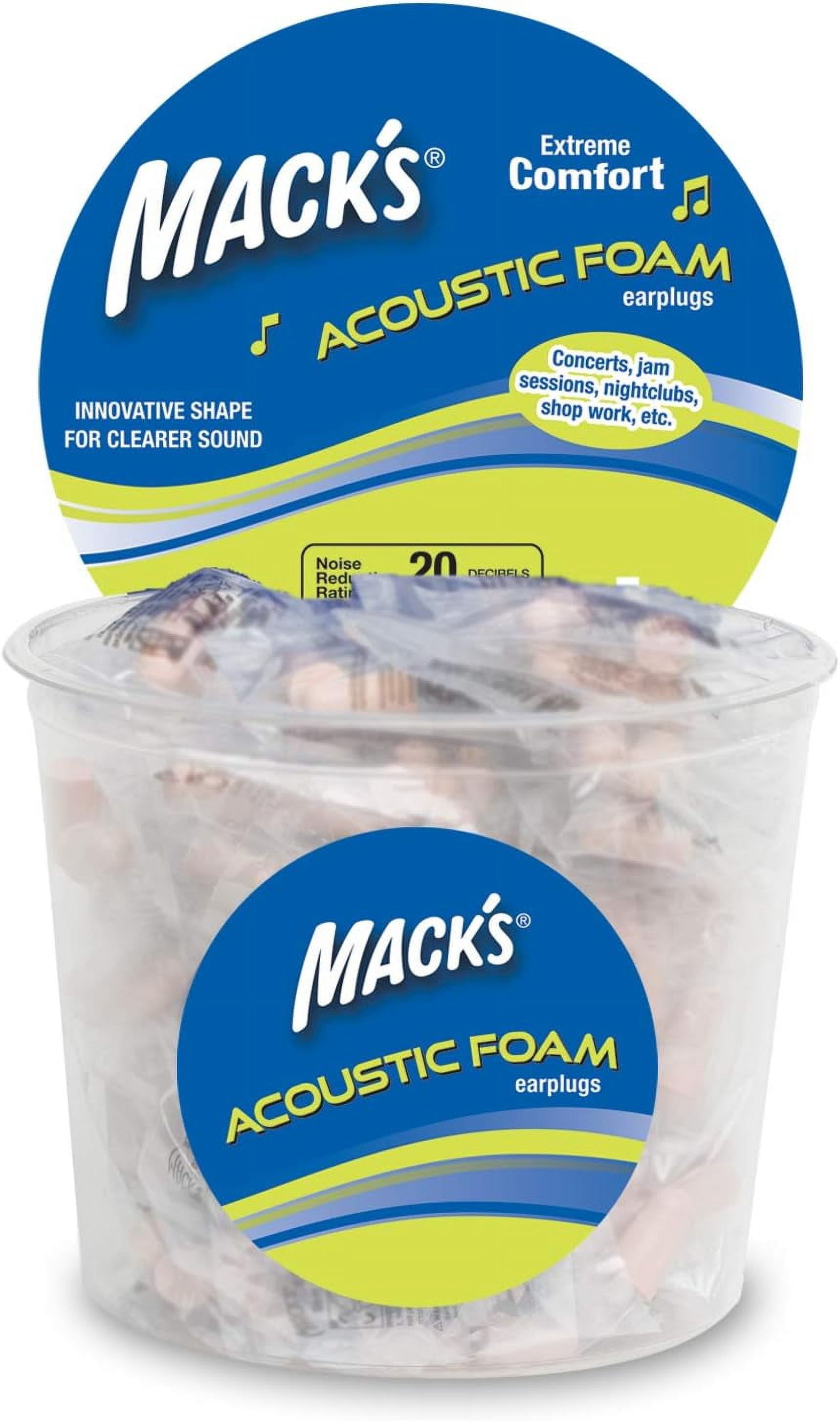 Mack’s Acoustic Foam Earplugs, 100 Pair Tub – Soft, Comfortable Ear ...