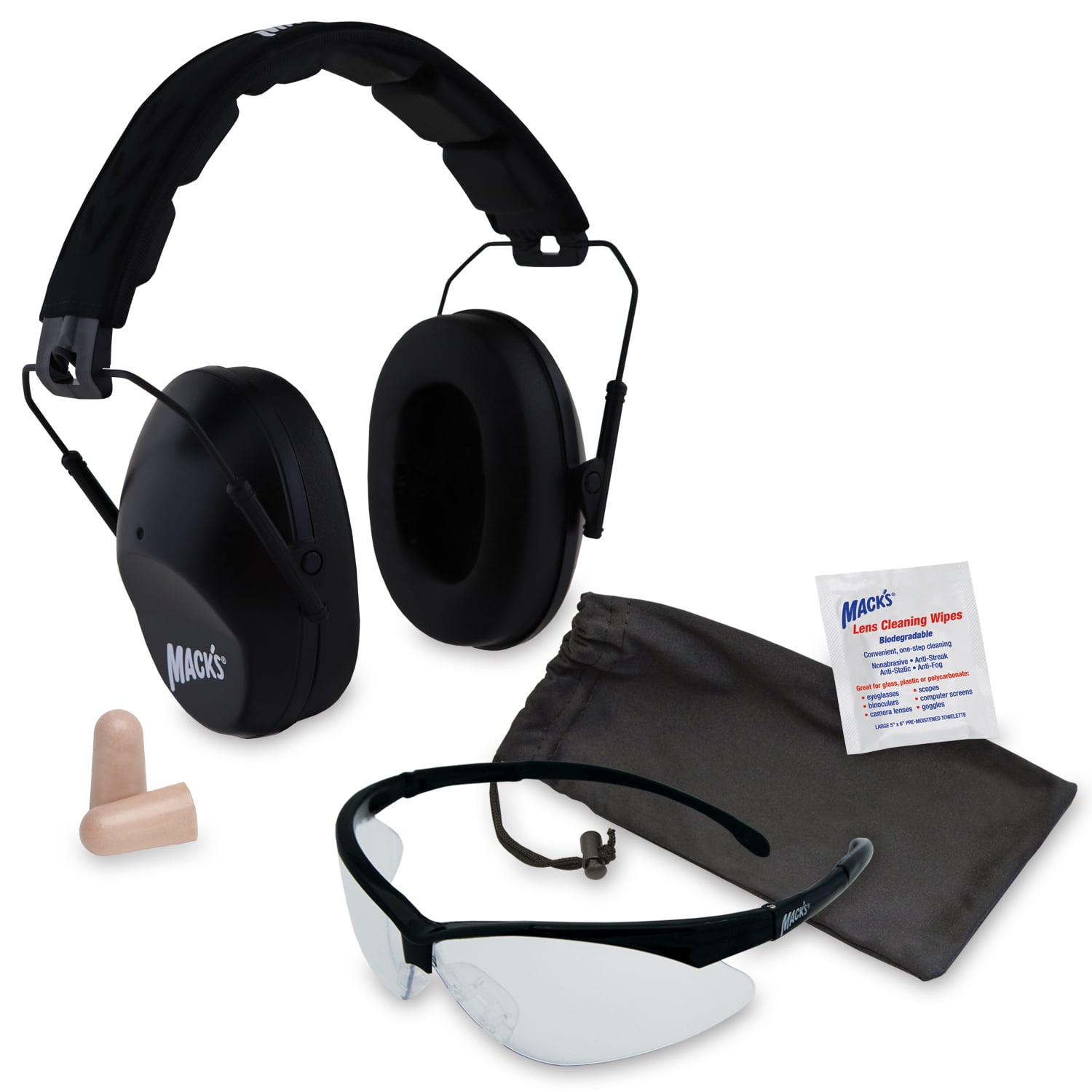 Mack's Double-Up Shooting Earmuff Safety Kit - Black Shooters Ear Muffs ...